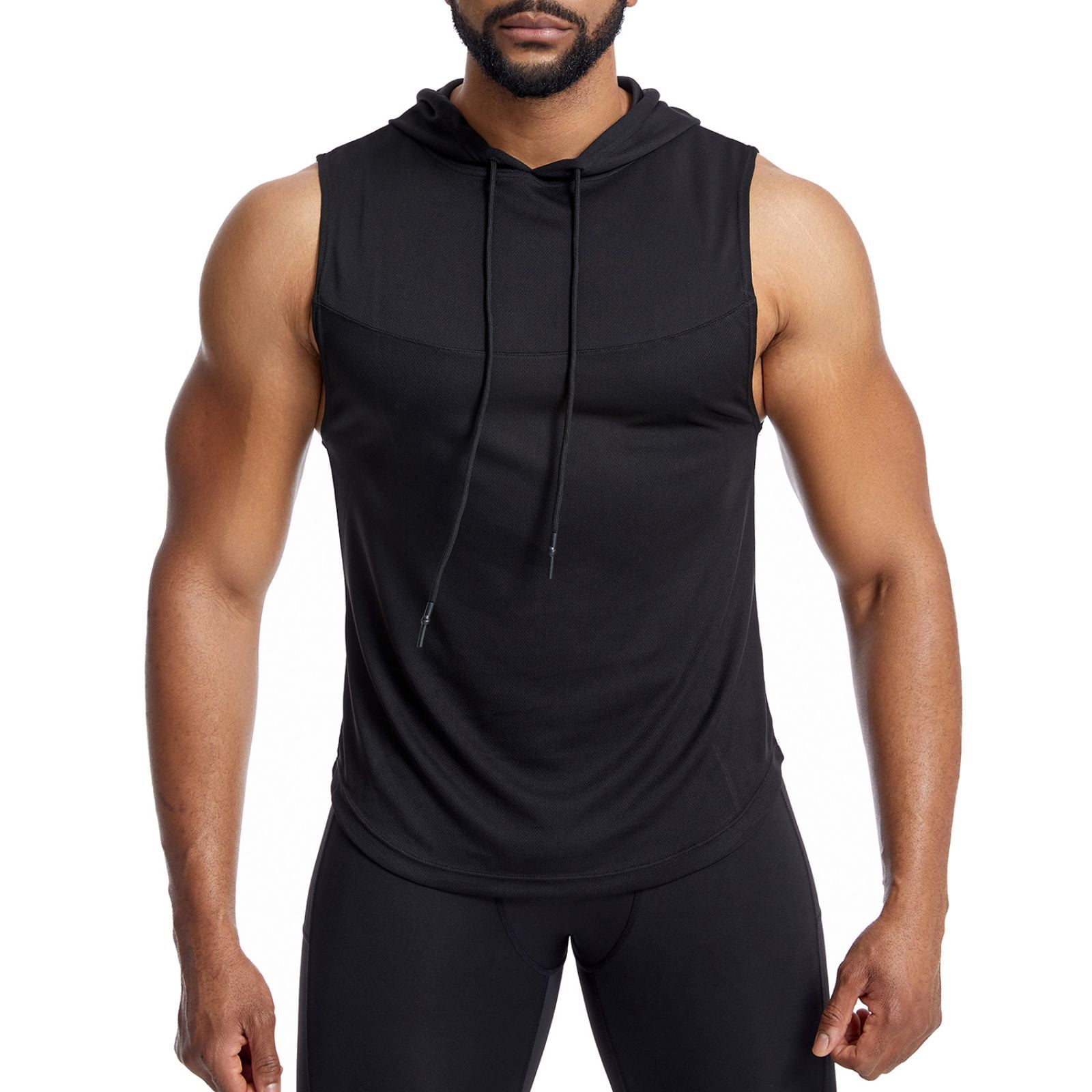 Mens Workout Hooded Tank Tops Sleeveless Gym Training Hoodies