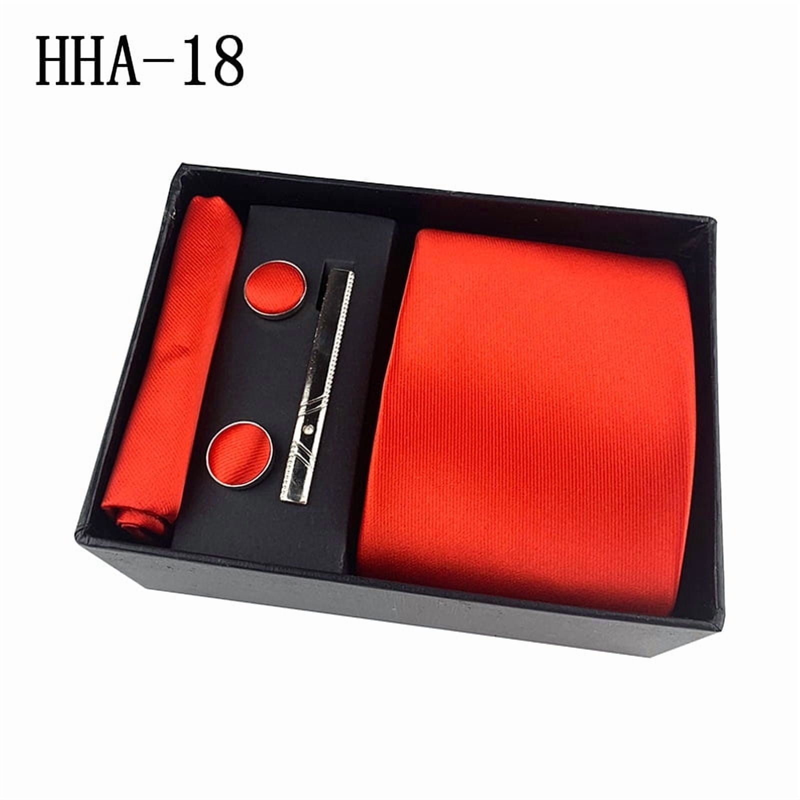 Men’s Woven Geometric Tie and Pocket Square Clip Set with Cufflinks ...
