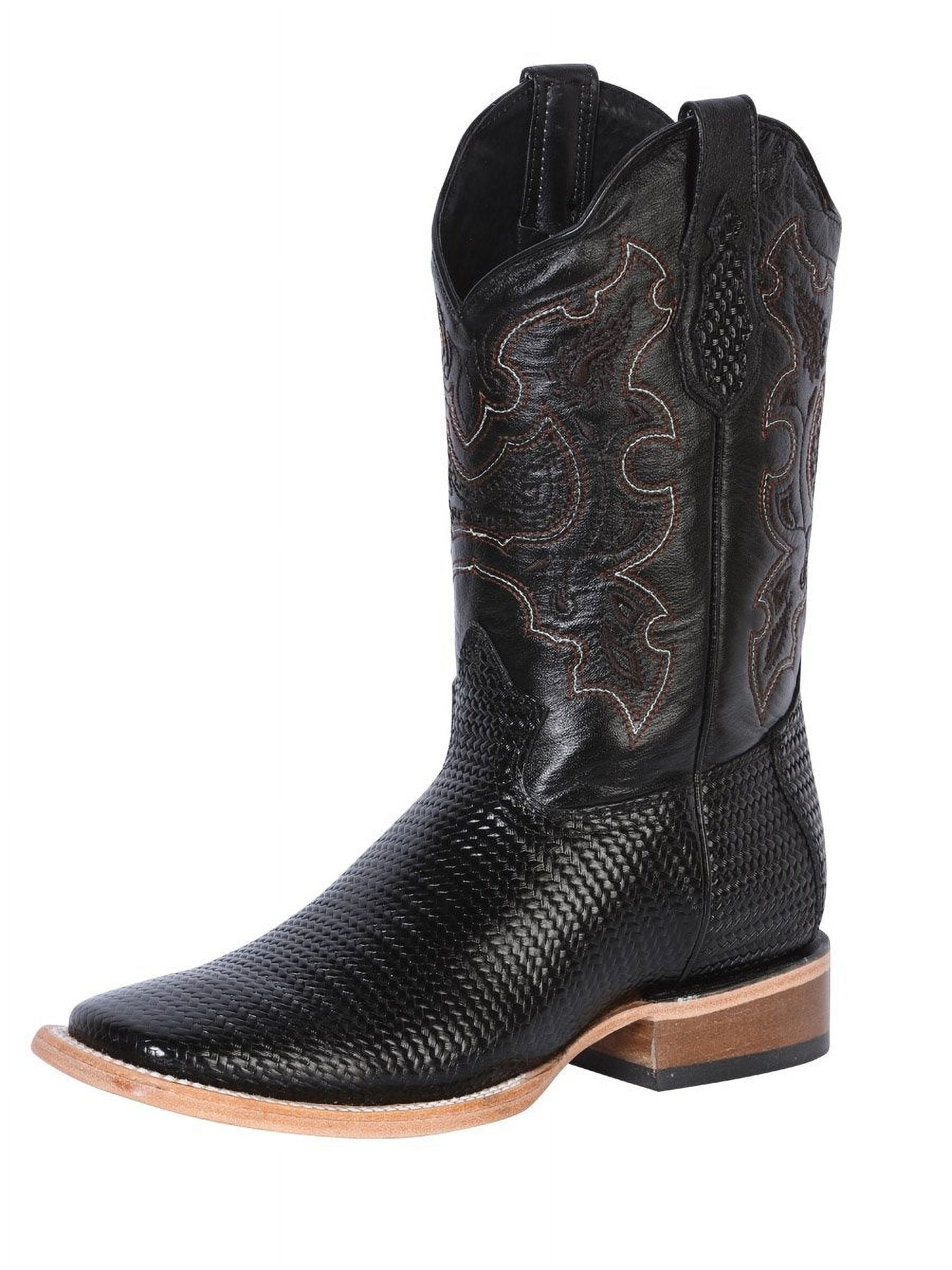 Men's Woven Print Leather Classic Western Cowboy Boots 'El General ...