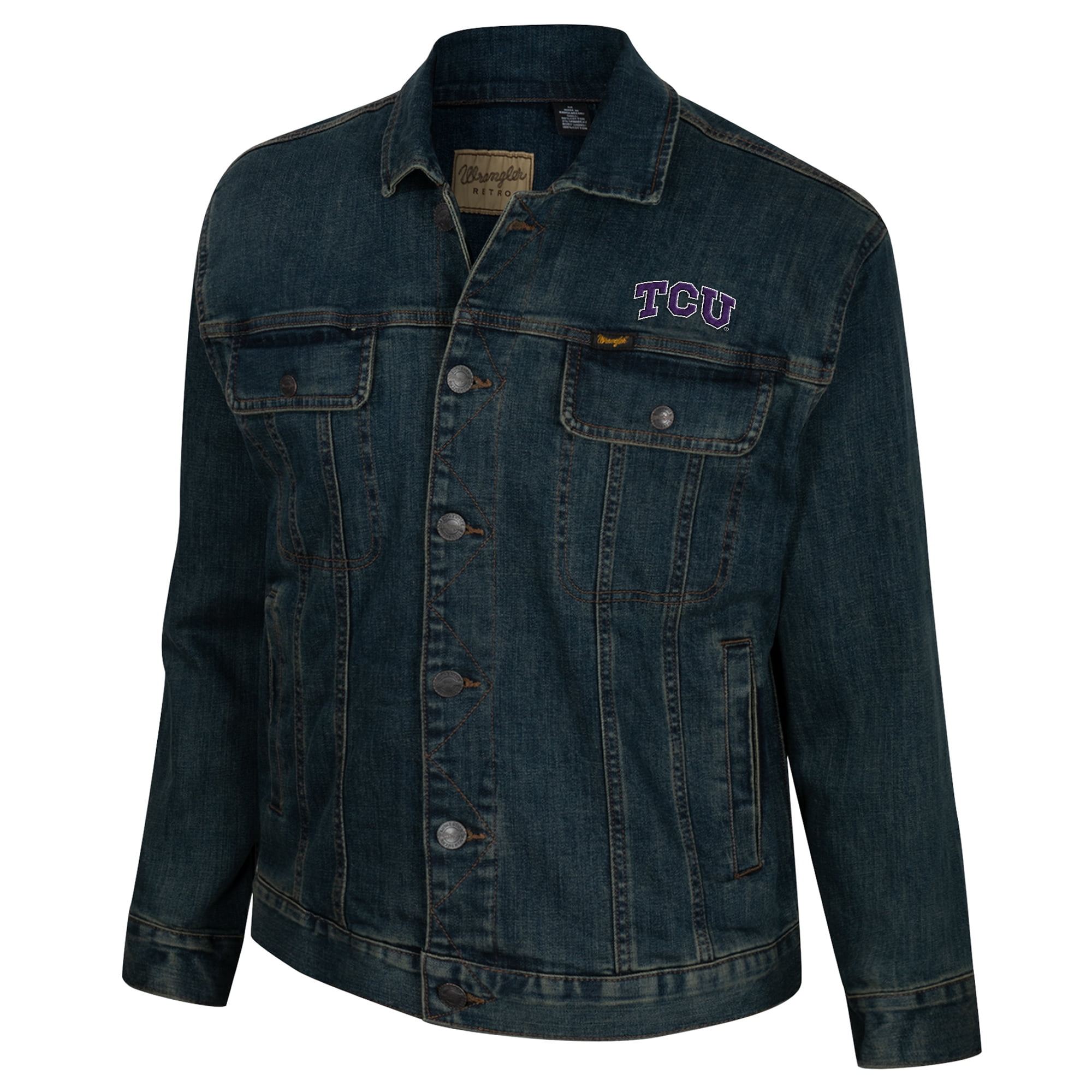 Men's Wrangler TCU Horned Frogs Button-Up Denim Jacket - Walmart.com