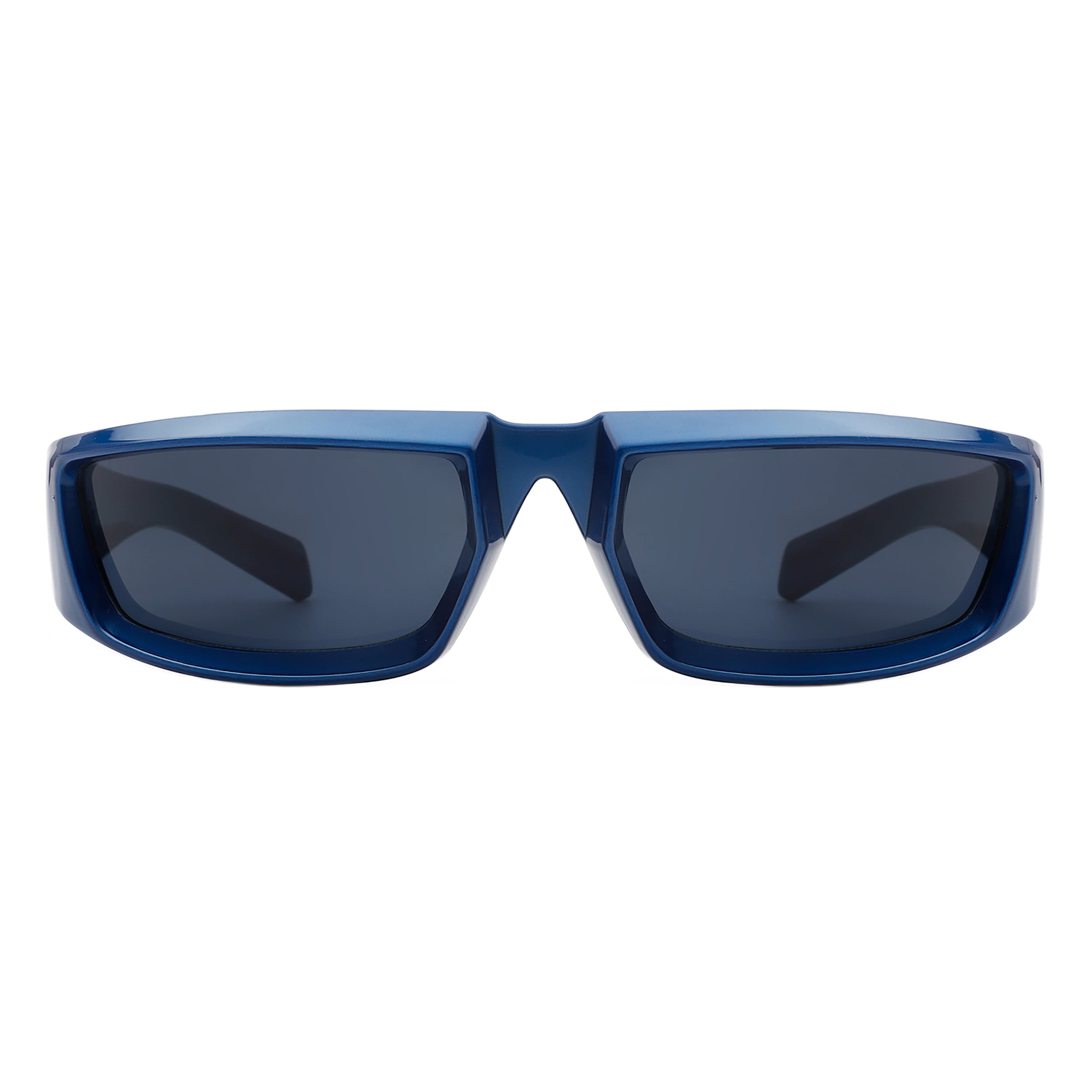 Men's Wrap Around Rectangular Sunglasses Bold Futuristic Biker Shades ...