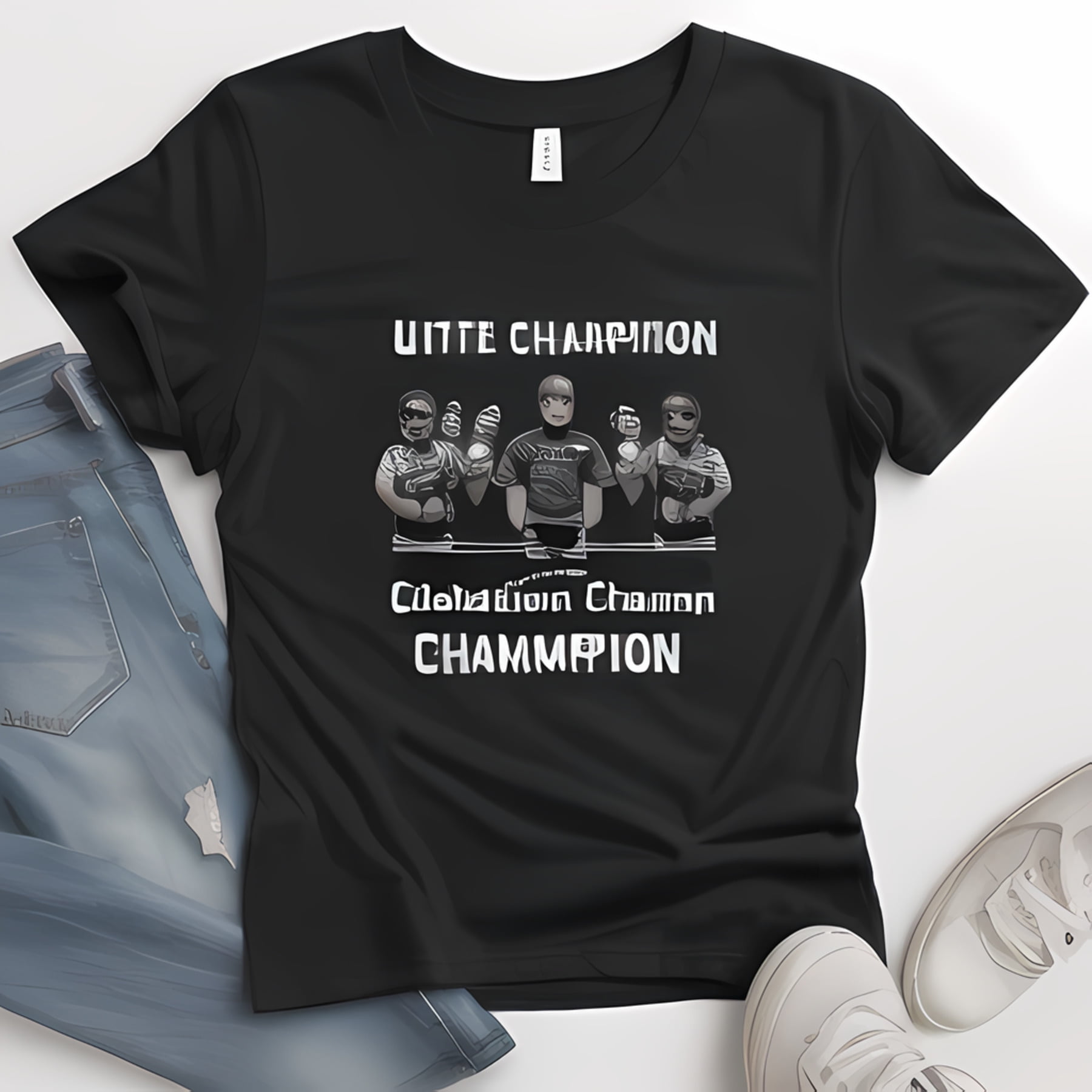 Men's Wrestling T-Shirt Design Smiling Wrestlers Holding Hands Mockup ...