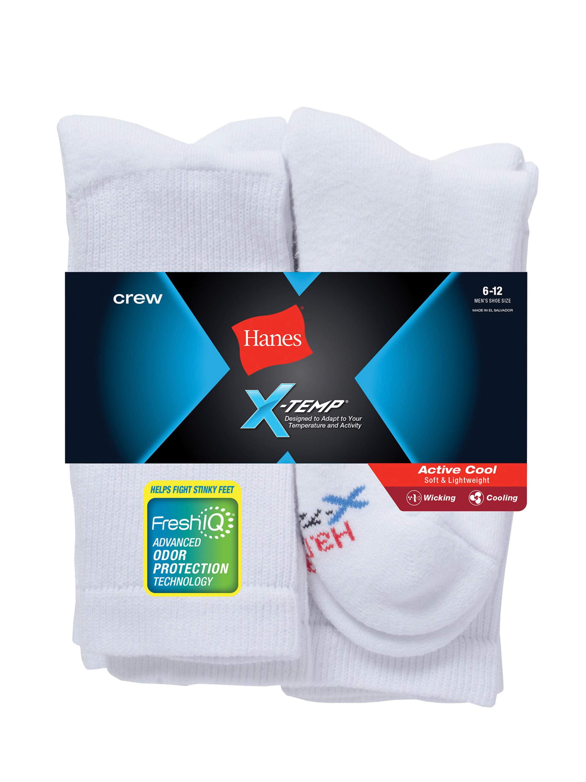 Men's X-Temp Active Cool Crew Socks Value 24-Pack - Walmart.com