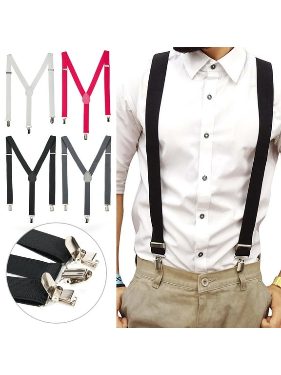 CTM Elastic Solid Color X-Back Suspender with Swivel Hook Ends (Men ...