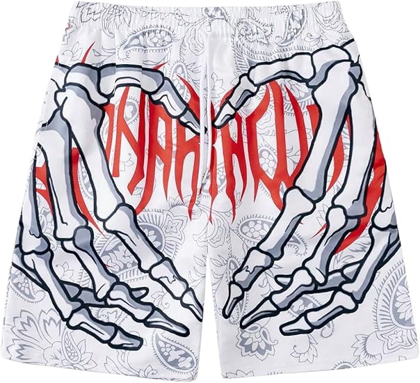 Men's Y2K Graphic Shorts Goth Ghostface Skeleton Streetwear Rave ...