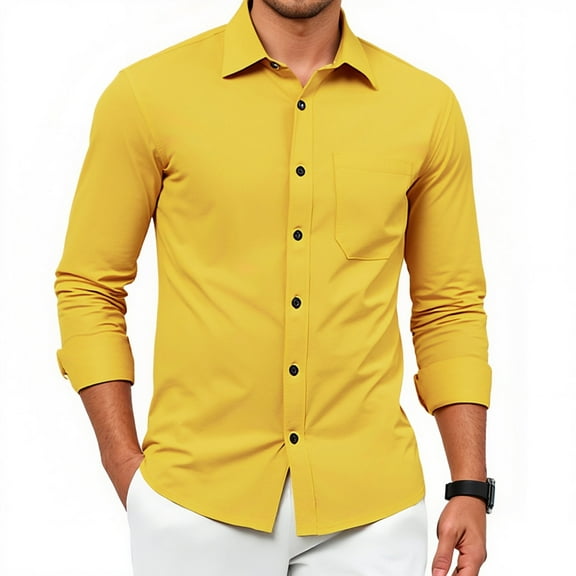 Dress Shirts for Men with Pocket Long Sleeve Wrinkle-Free Tshirts Shirt ...