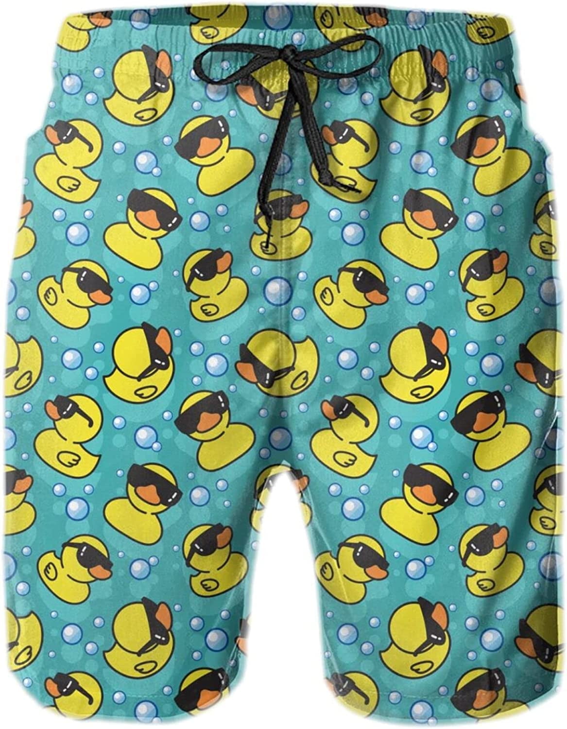 Men's Yellow Duck Sunglasses Teal Blue Men's Swim Trunks Beach Board ...