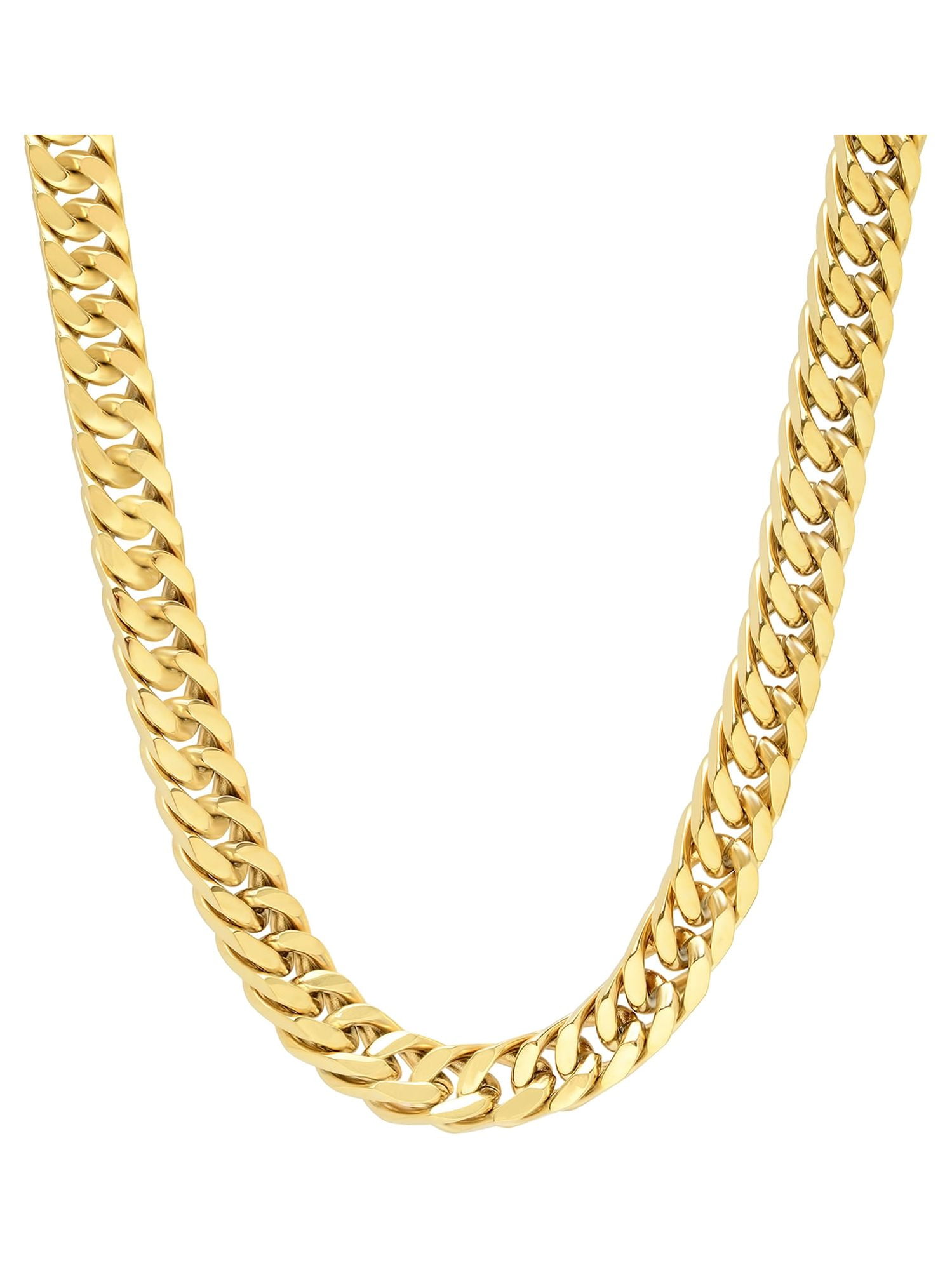 Men’s Stainless Steel Yellow-Tone 9MM Curb Chain Necklace 24 ...