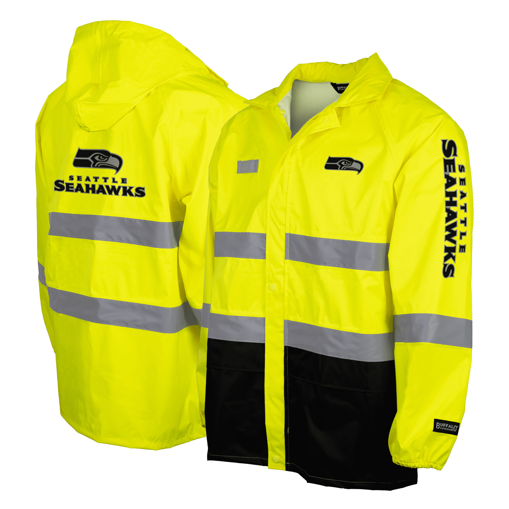 Men's Yellow Seattle Seahawks Hi-Vis Safety Waterproof Rainshell Full ...