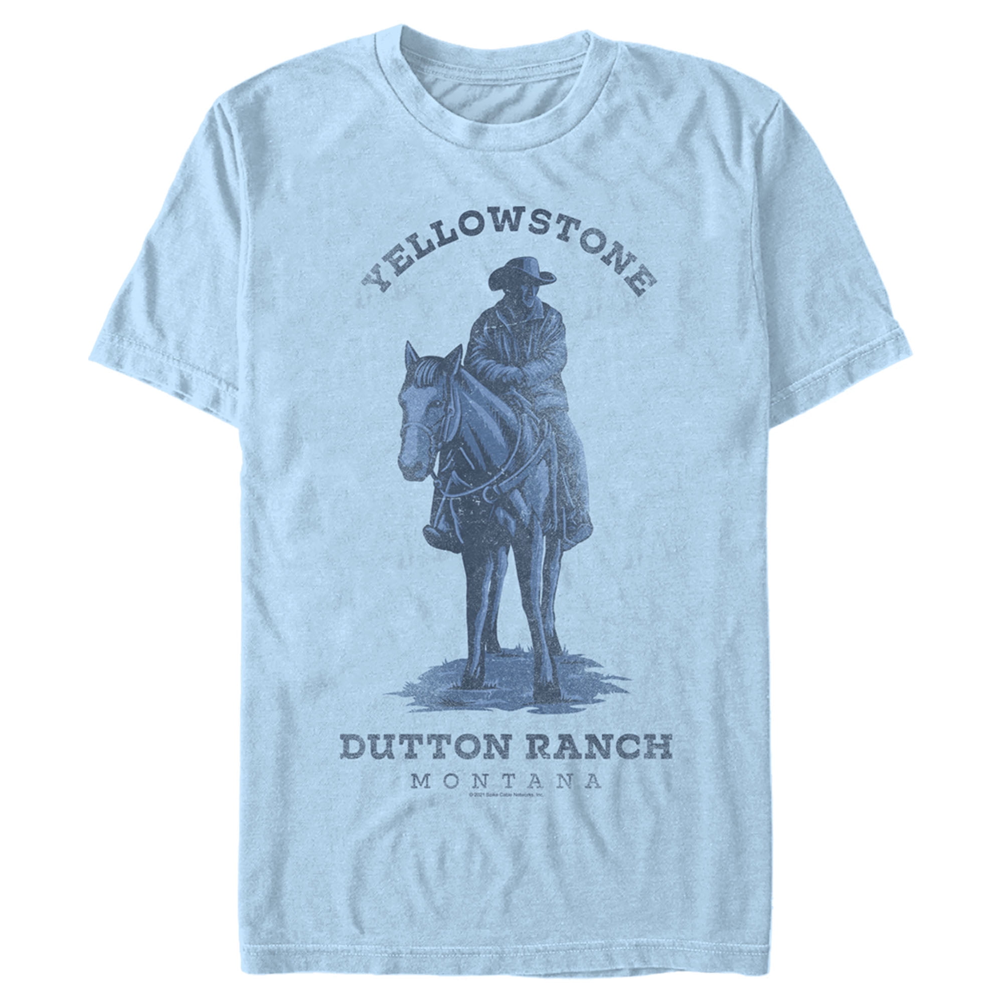 Men's Yellowstone Blue Realistic John Dutton Riding Horse Graphic T ...