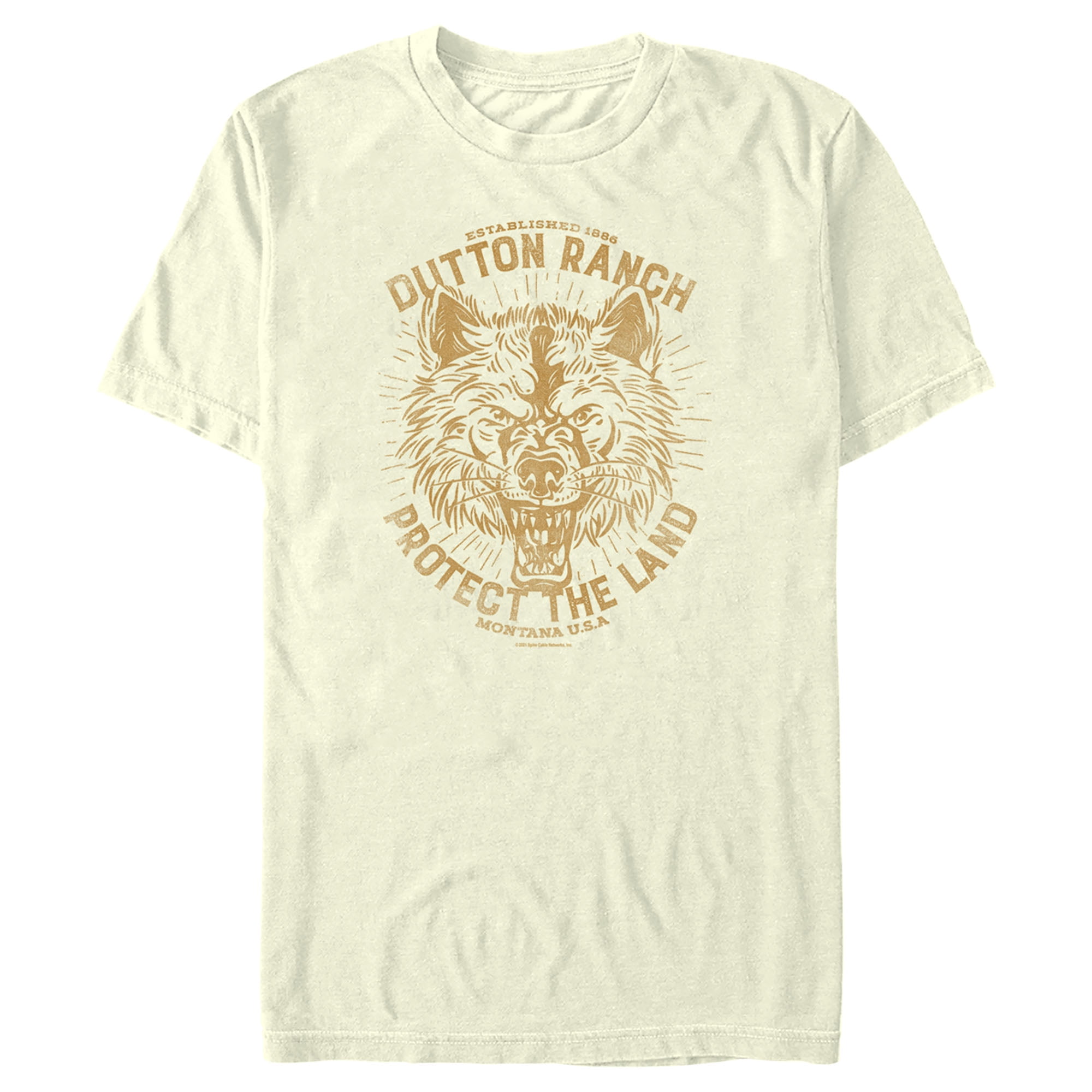 Men's Yellowstone Protect The Land Angry Wolf Dutton Ranch Graphic T ...