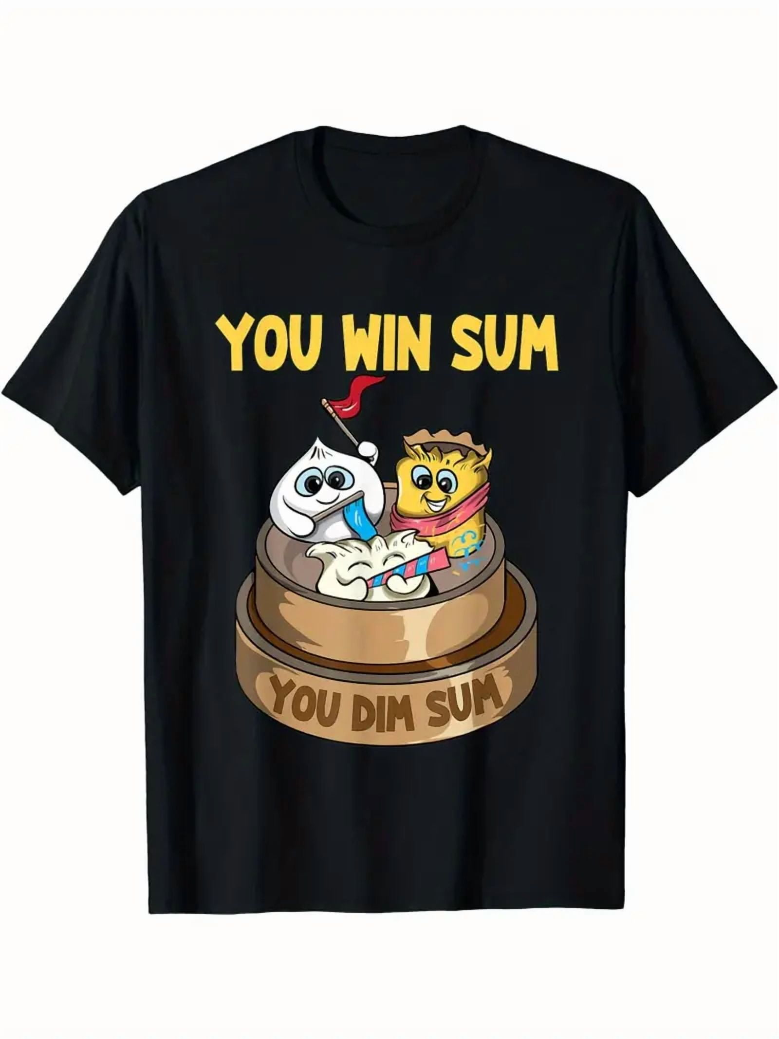 Men's "You Win Sum You Dim Sum" Graphic Cotton T-Shirt - Black with ...