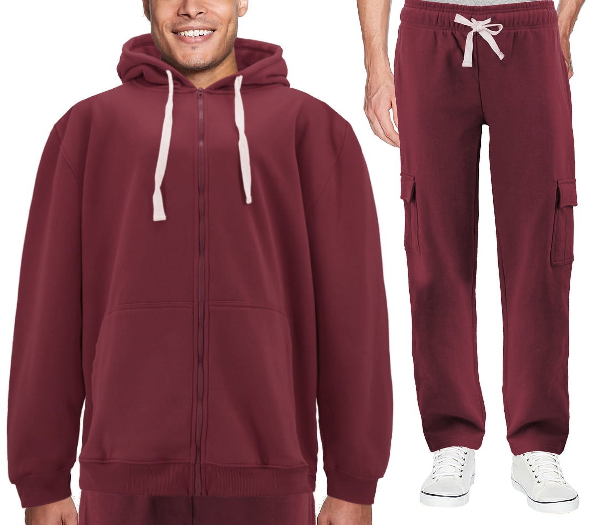 Men's Zip Up Fleece Sports Gym Athletic Jogging Track Sweat Suit 2 ...