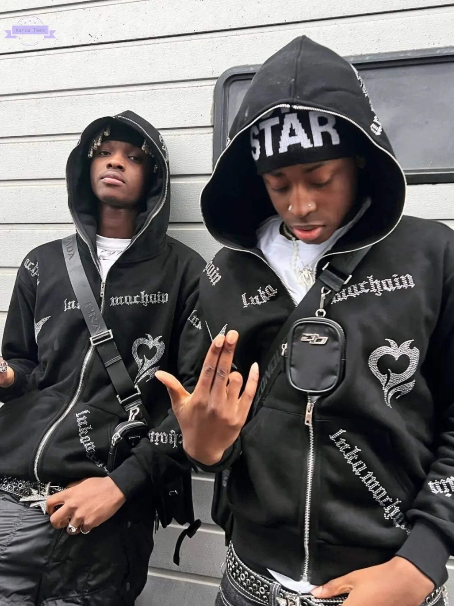 Men's Zip Up Rhinestone Hoodie with Pockets - Walmart.com