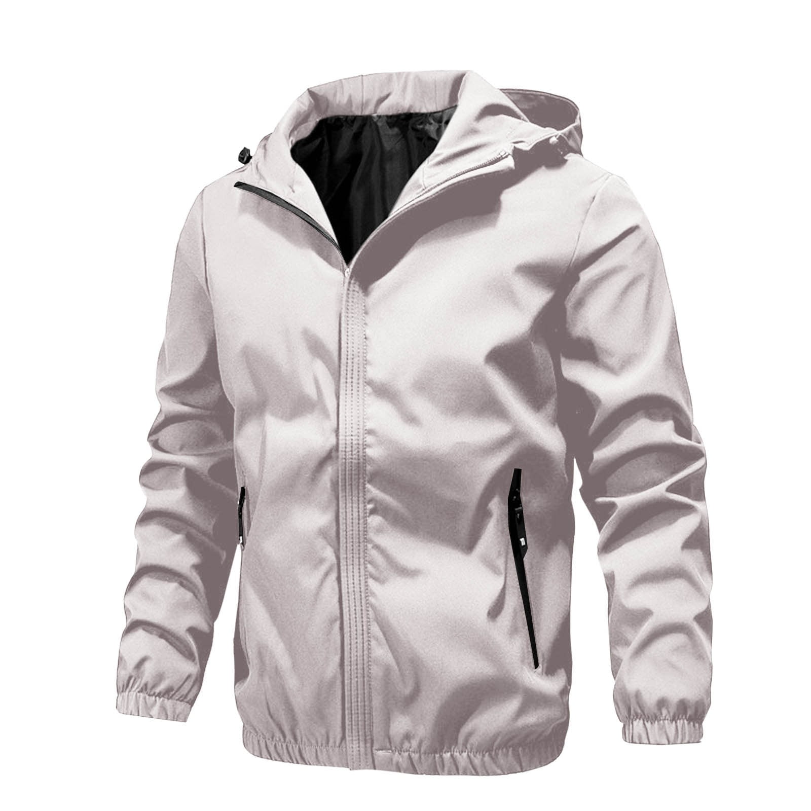 Men's Zip Up Utility Jacket with Hood Nylon Long Sleeve Men's Zip Up Utility Jacket with Hood Nylon Long Sleeve