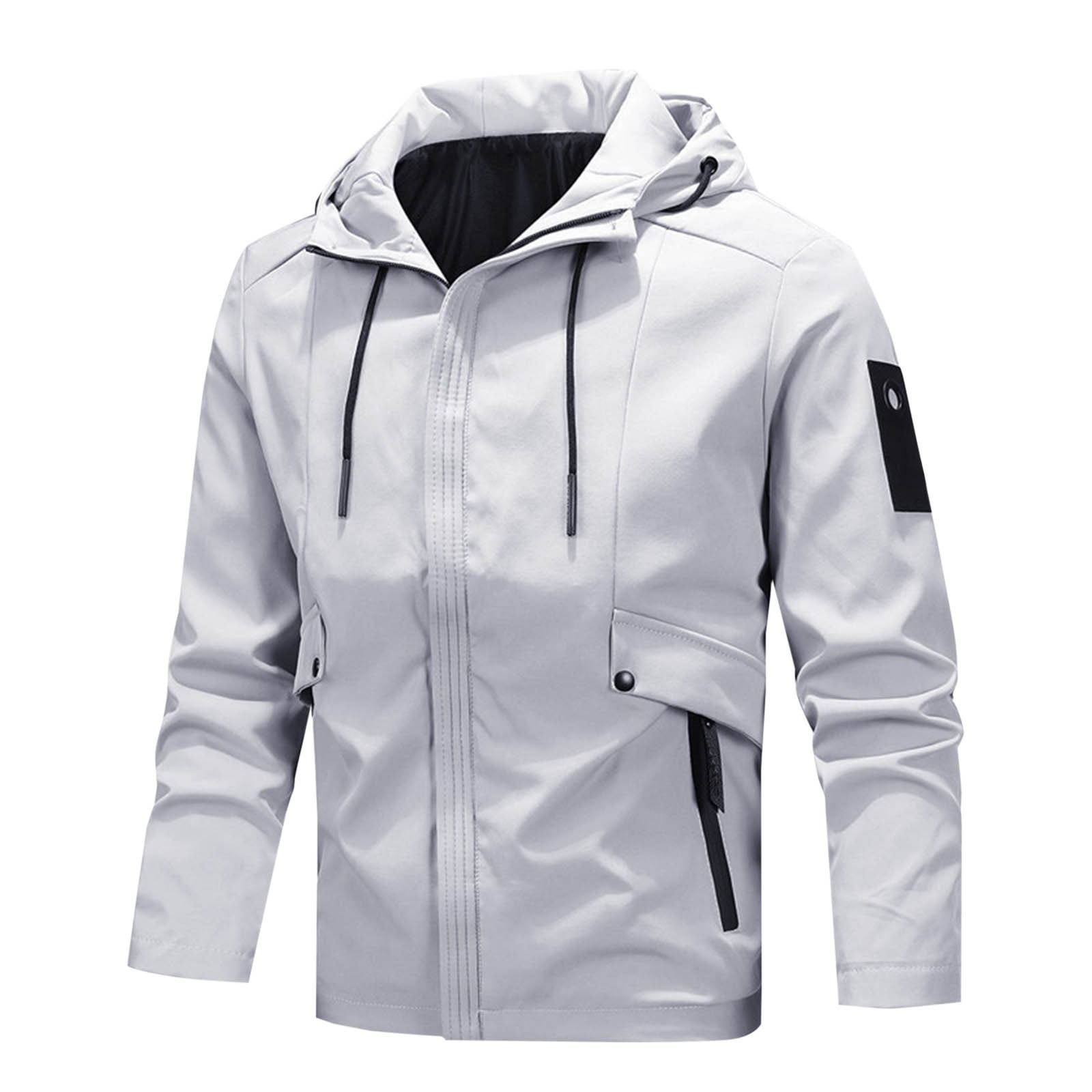 Men's Zip Up Utility Jacket with Hood Nylon Long Sleeve Men's Zip Up Utility Jacket with Hood Nylon Long Sleeve