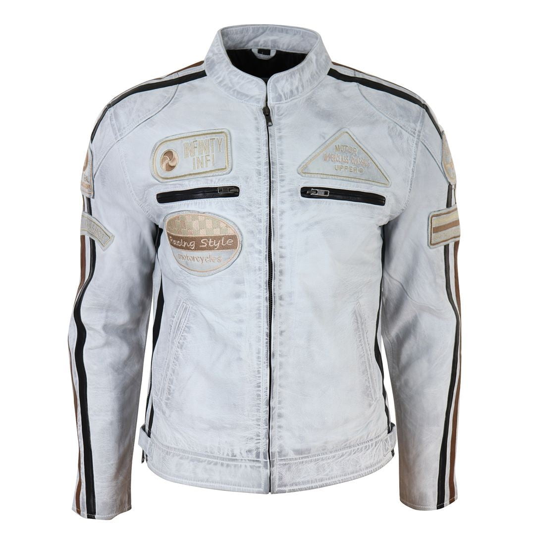 Men's Zipped Biker Leather Jacket | Infinity - Walmart.com