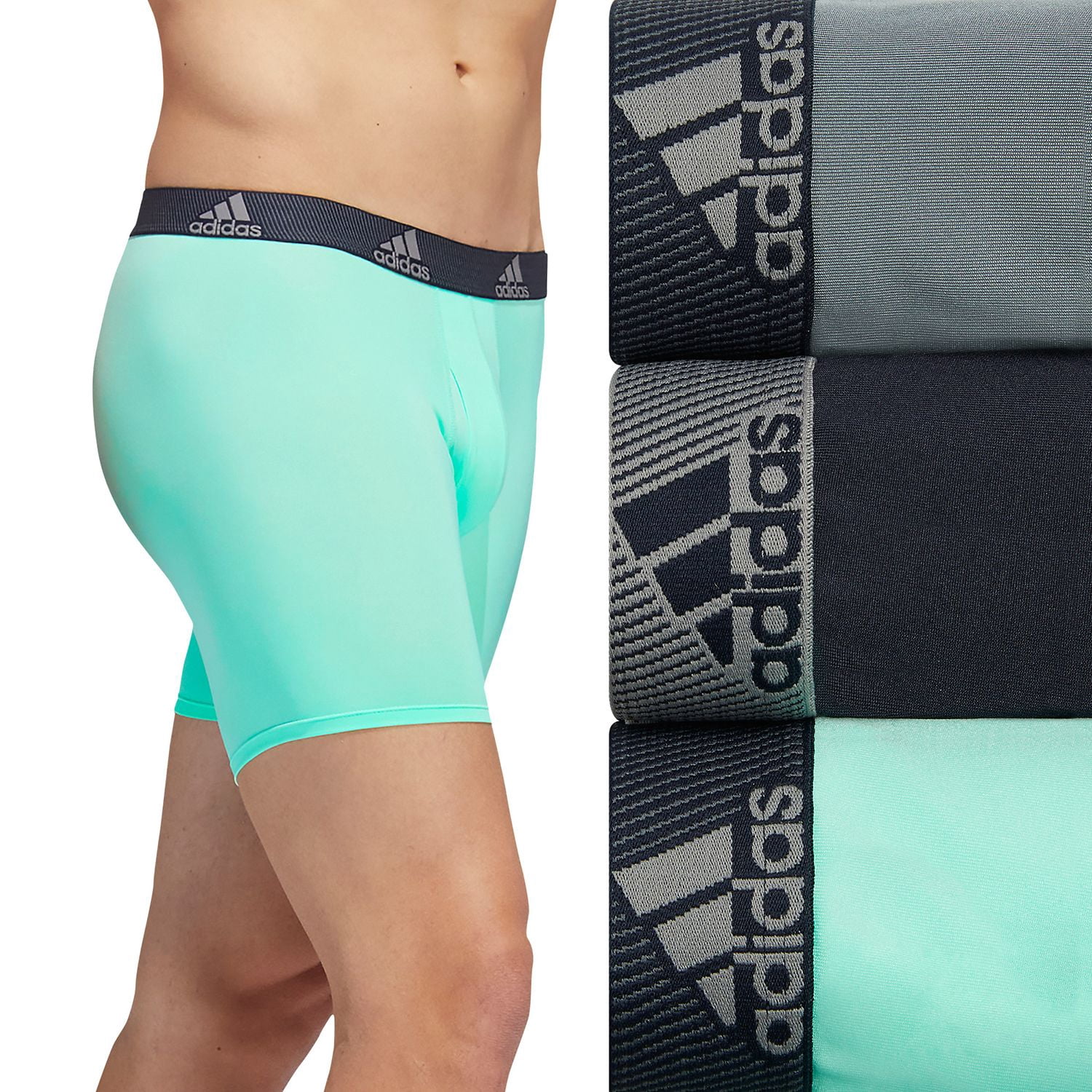 Men's adidas 3-pack Performance Boxer Briefs Color: Pulse Mint Ink Size ...