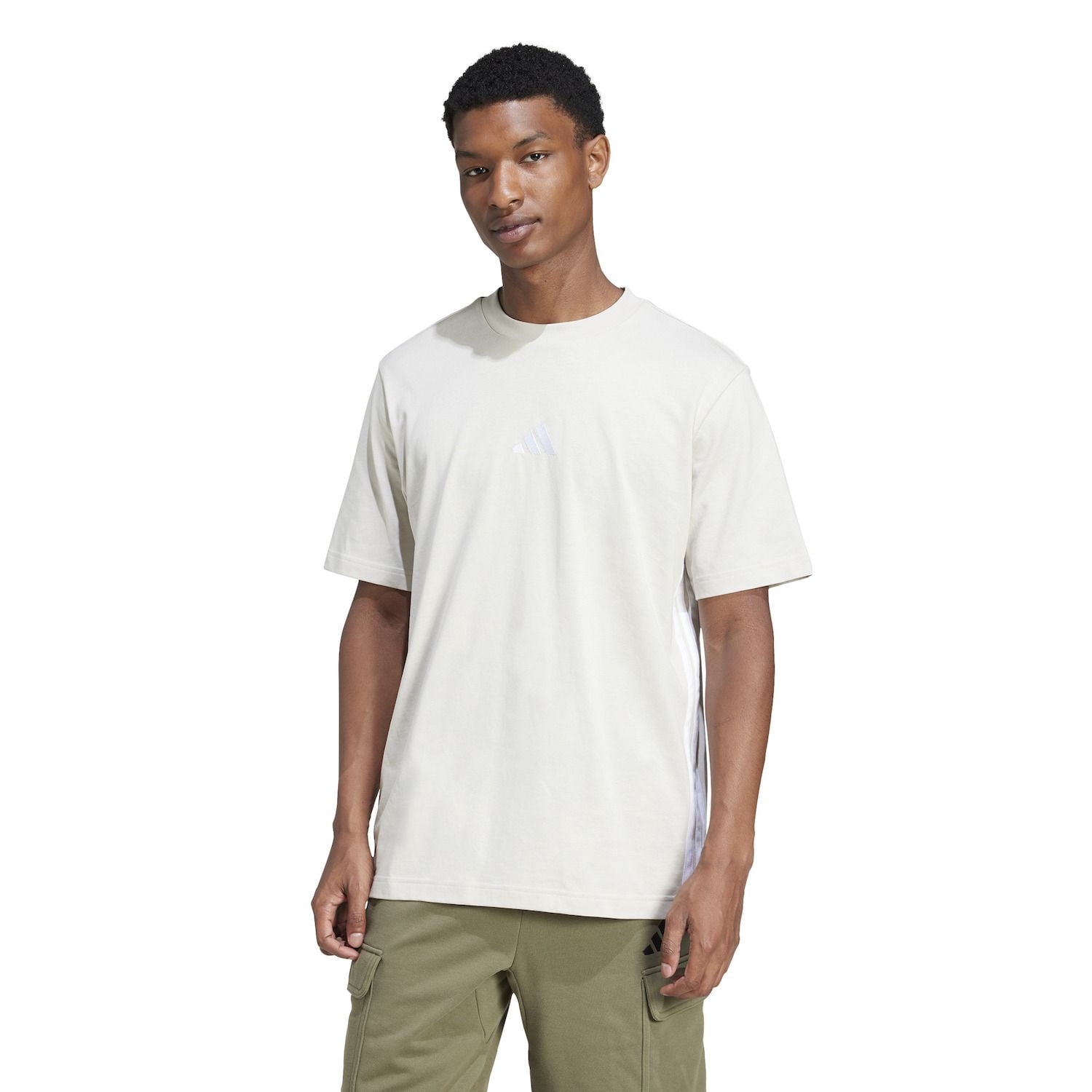 Men's adidas Essentials 3-Stripes Single Jersey Sportswear T-Shirt ...