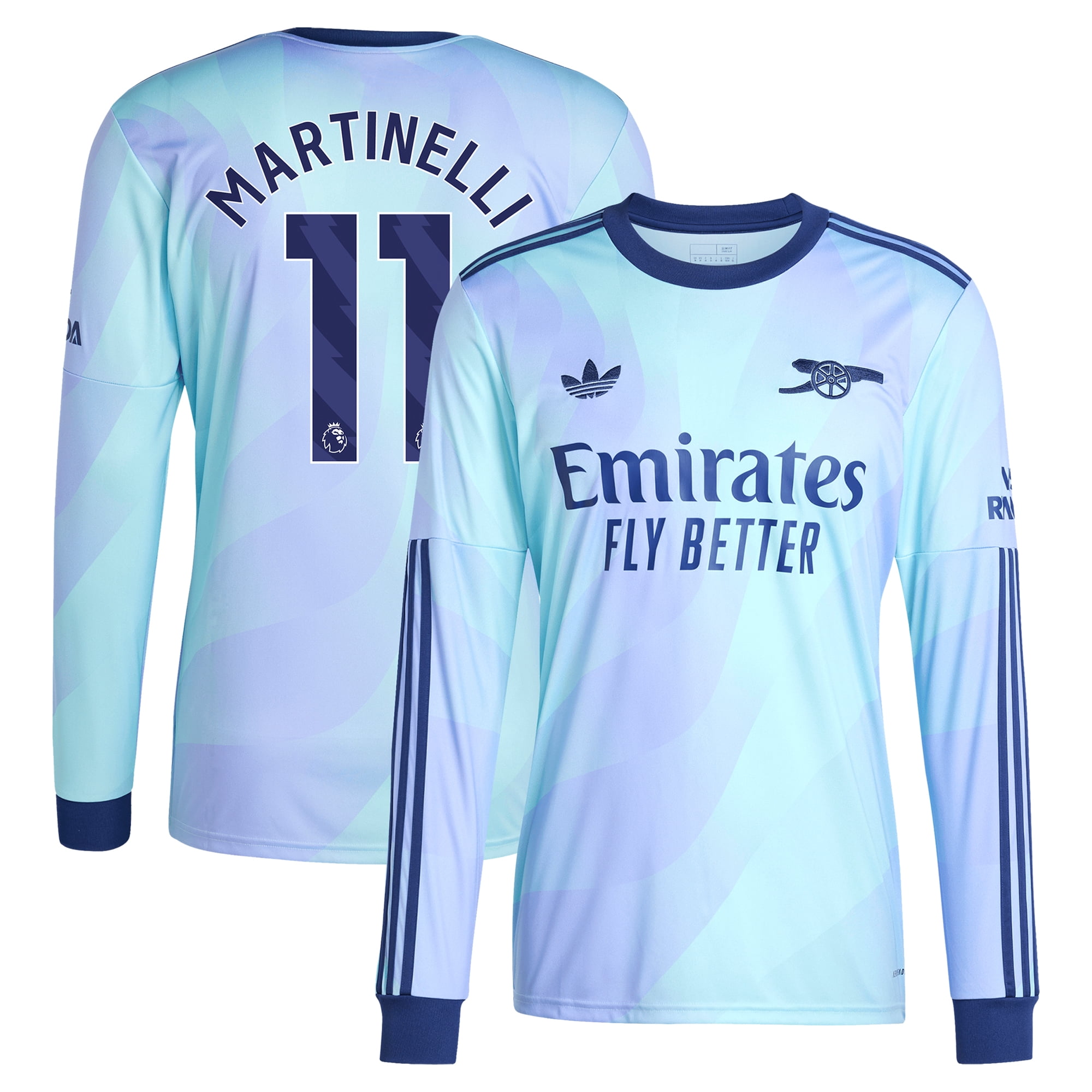Men's adidas Originals Gabriel Martinelli Aqua Arsenal 2024/25 Third ...