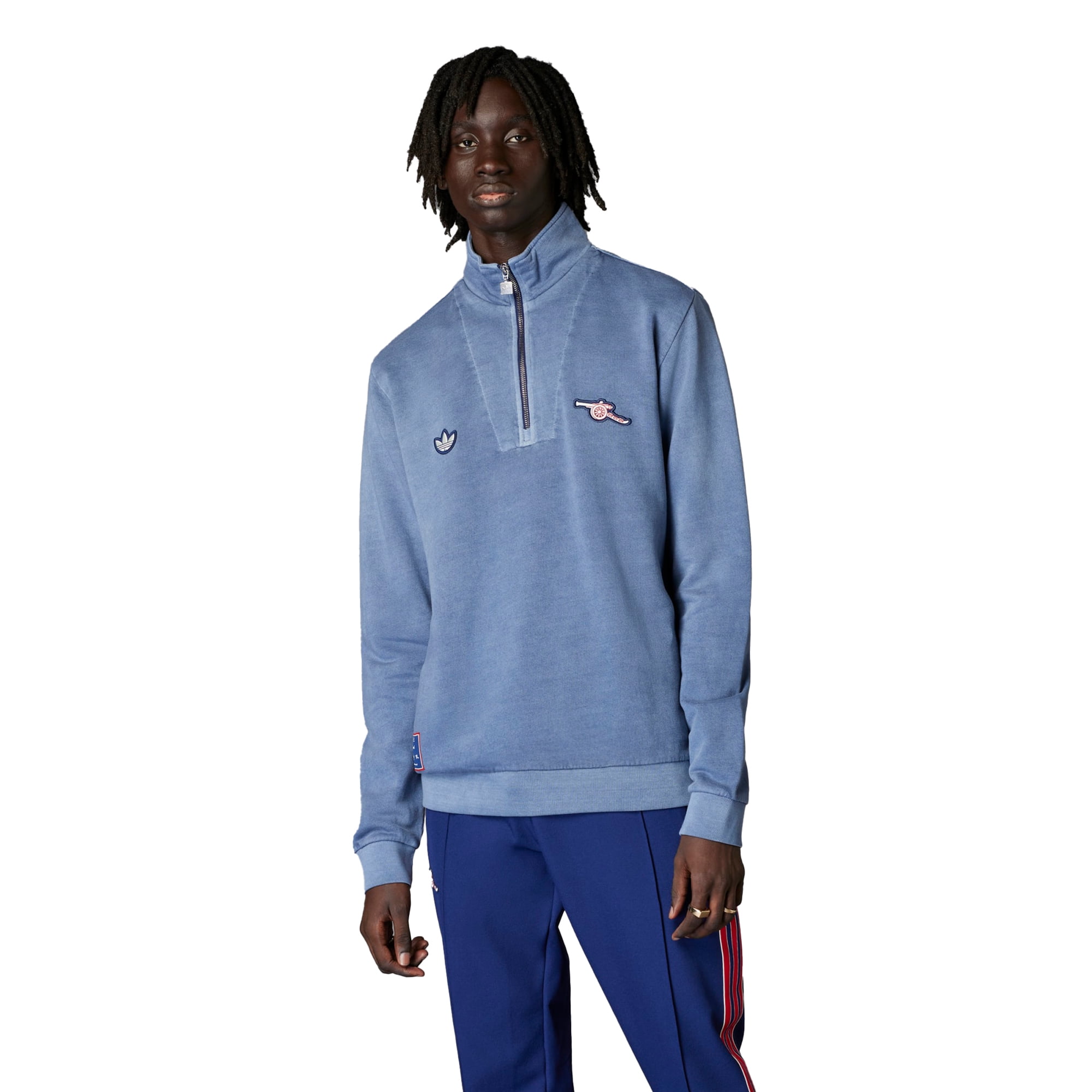 Men's adidas Originals Navy Arsenal Terrace Icons Collection Half-Zip ...