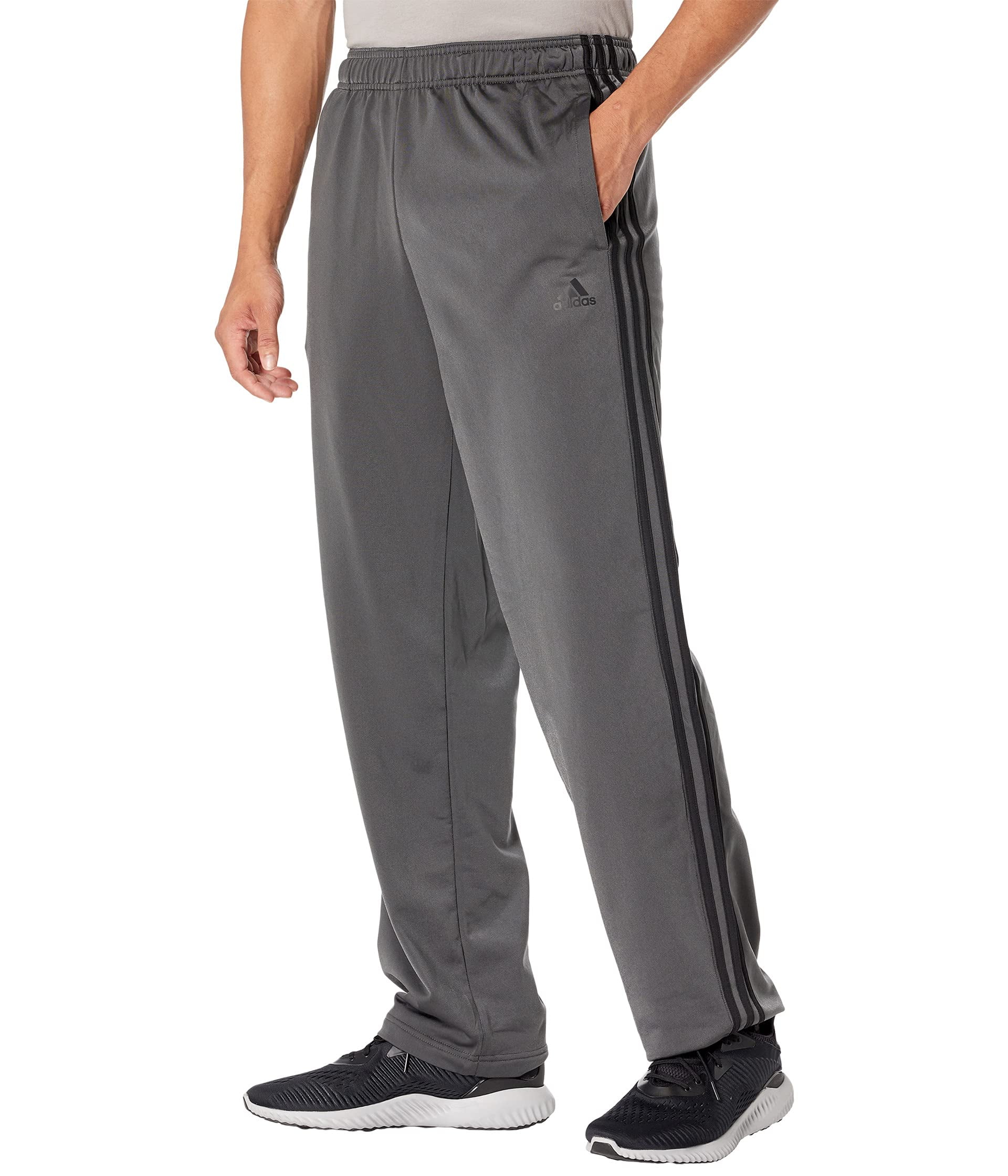 Adidas Men's Grey Warm-up Open Hem 3-stripes Tracksuit Pants, XL ...