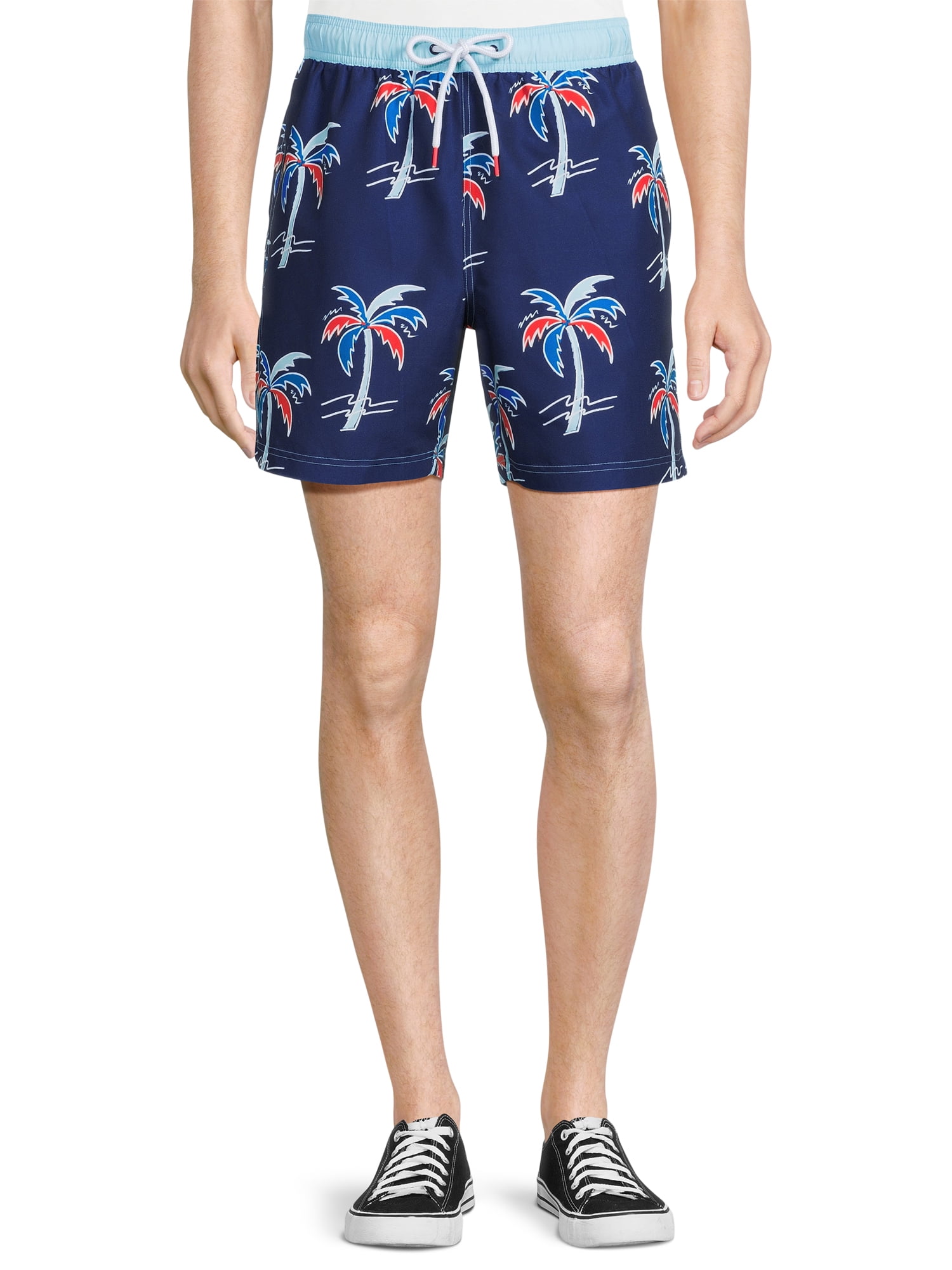 Way To Celebrate Men's & Big Men's Americana Print Swim Trunks, Sizes S ...