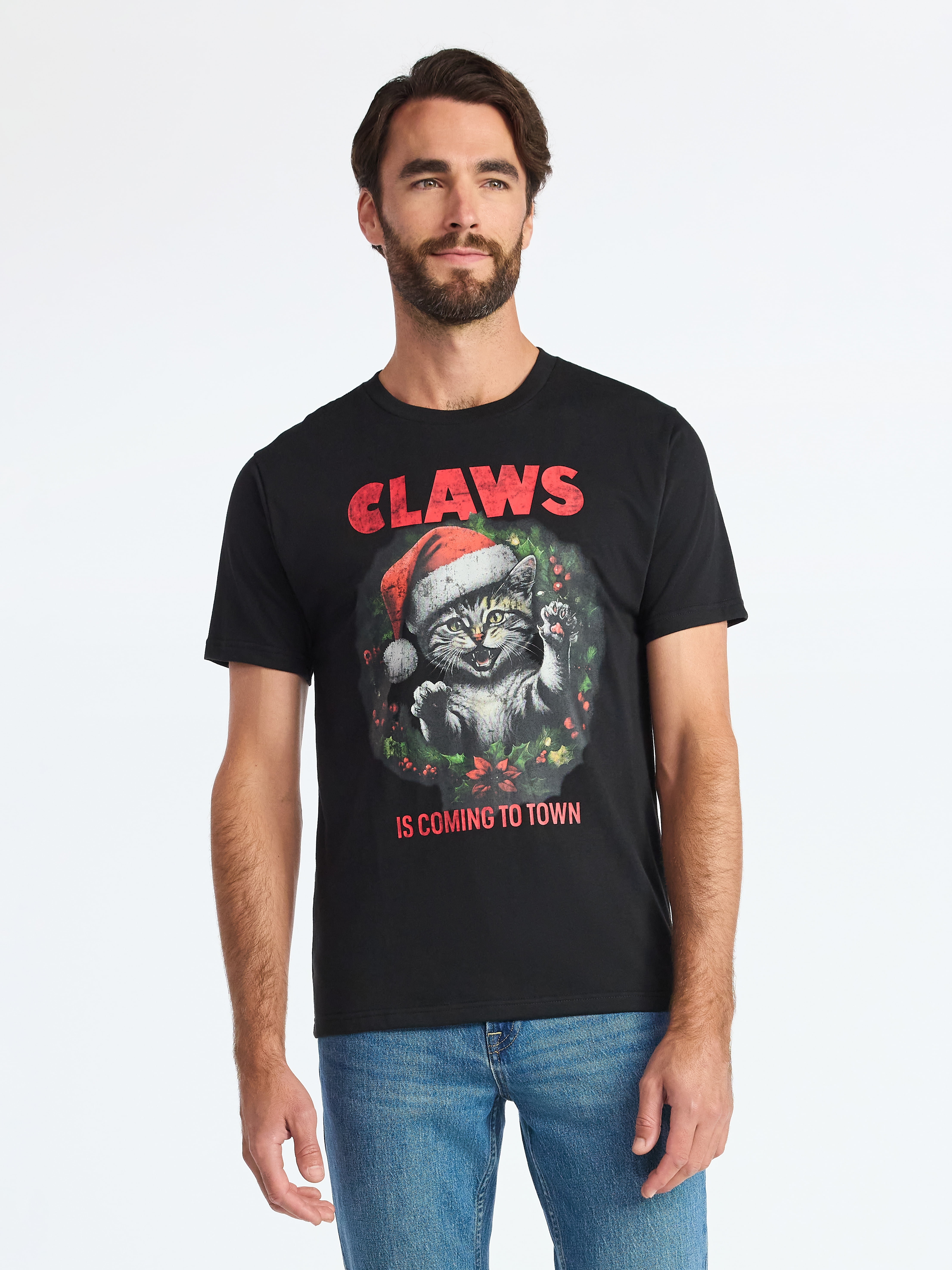 Christmas Men's and Big Men's Santa Claws Graphic Tee from Holiday Time ...