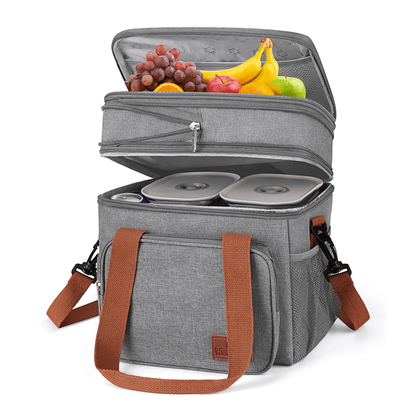 Men's and Women Double Compartment Lunch Bag, Insulated Lunch Cooler ...