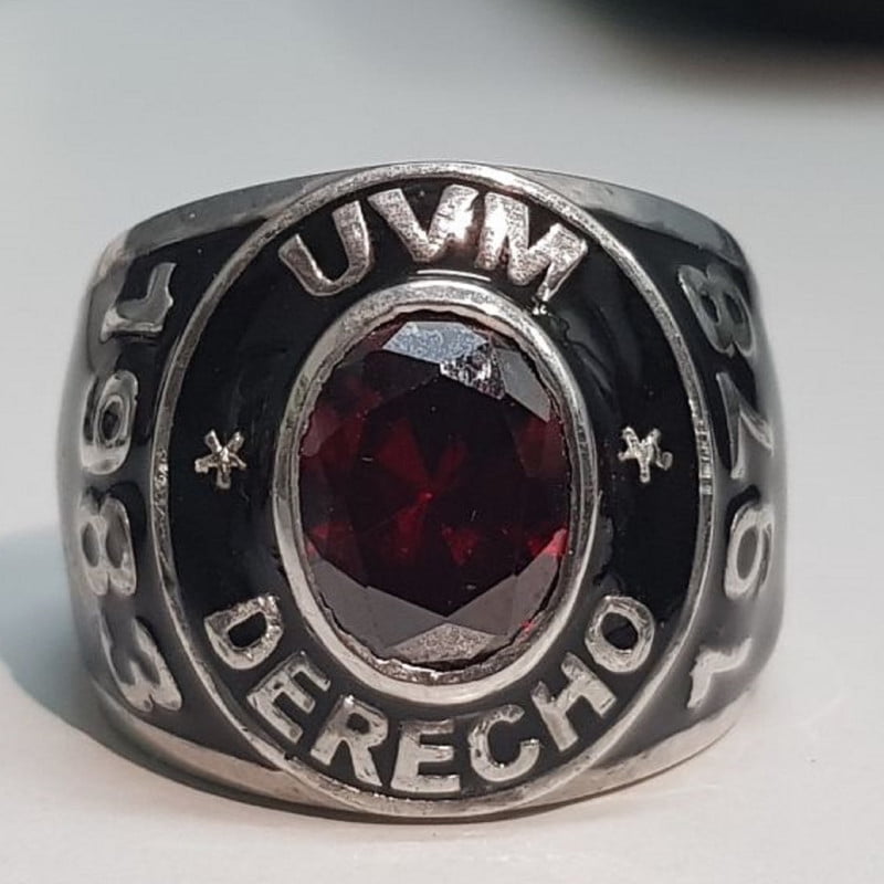 Men's and Women's 925 Sterling Silver CZ Oval GemStone Custom High School Class Ring for College ...