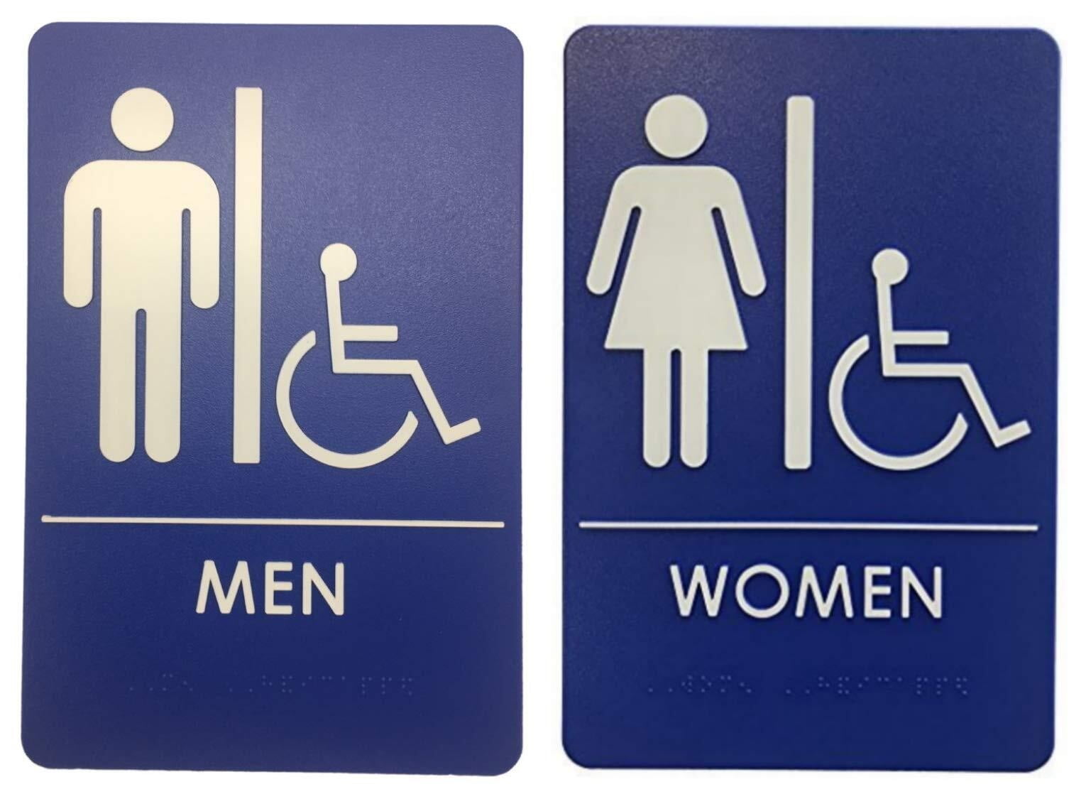 Men's and Women's Restroom Signs ADA-Compliant Bathroom Door Signs for ...