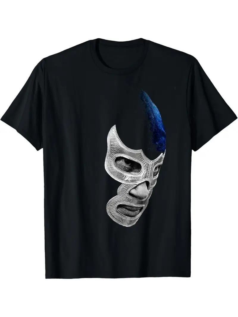 Men's casual t-shirt with Mex-Art Demon Blue Lucha Libre Mexican ...