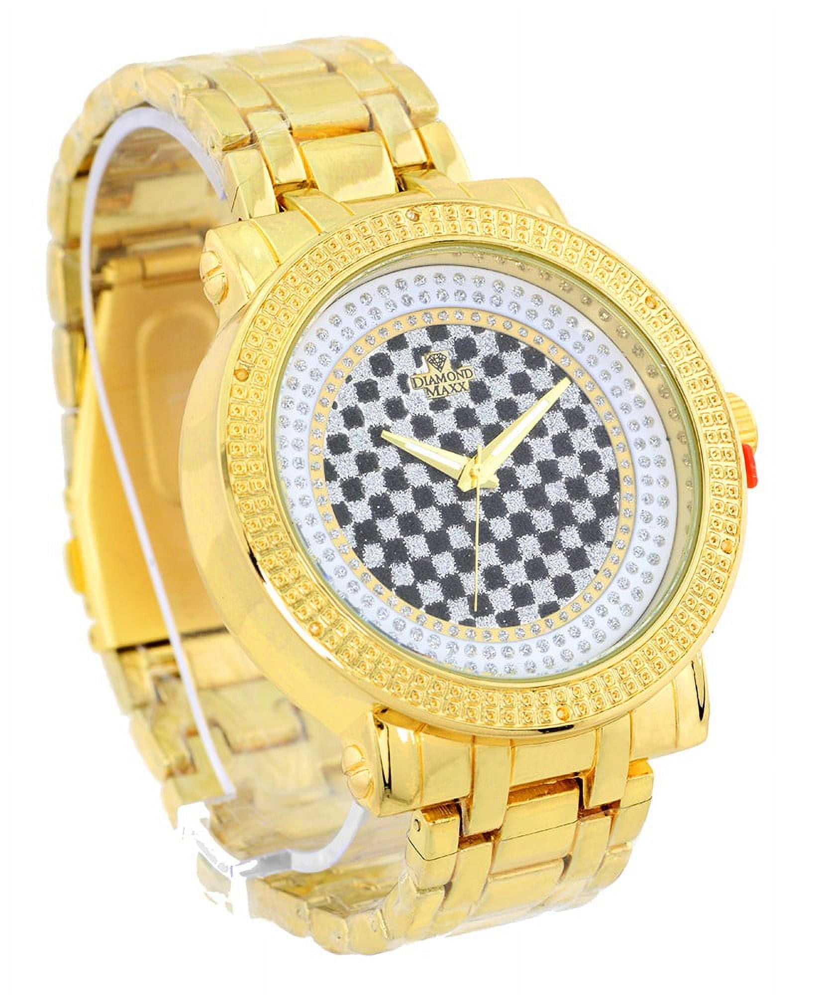 Men's diamond Big heavy gold-tone business watch 50mm 12mm thick case ...