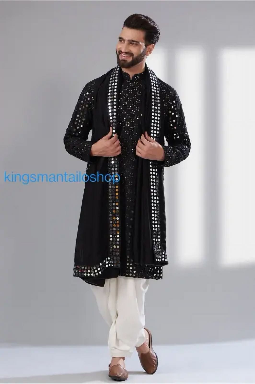 Men's heavy mirror work kurta set Men's Heavy Chikankari Kurta Pajama ...