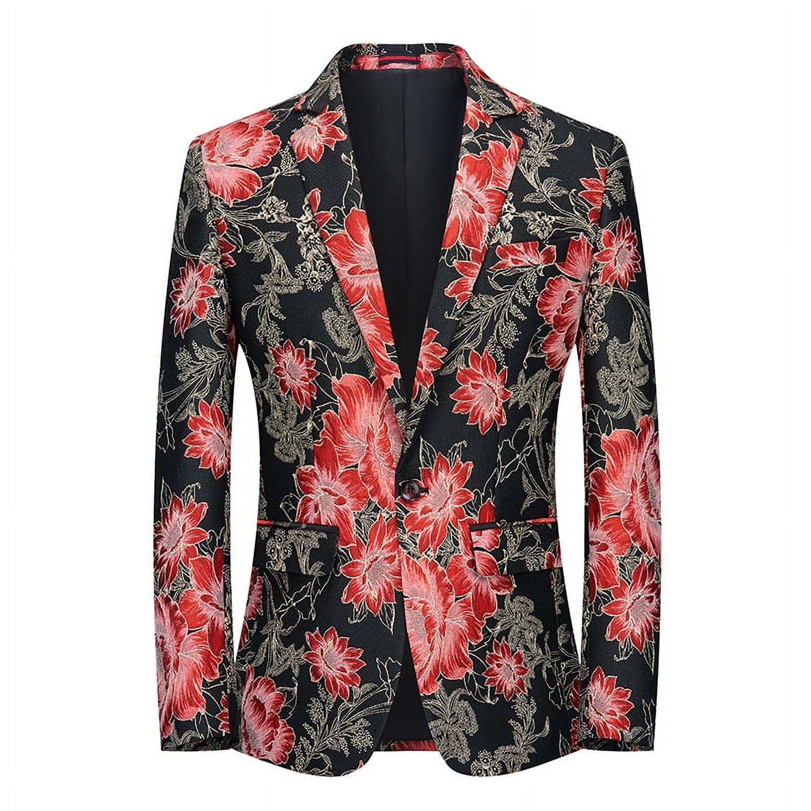 Men's high-end brand suit jacket Blazer slim business casual print ...