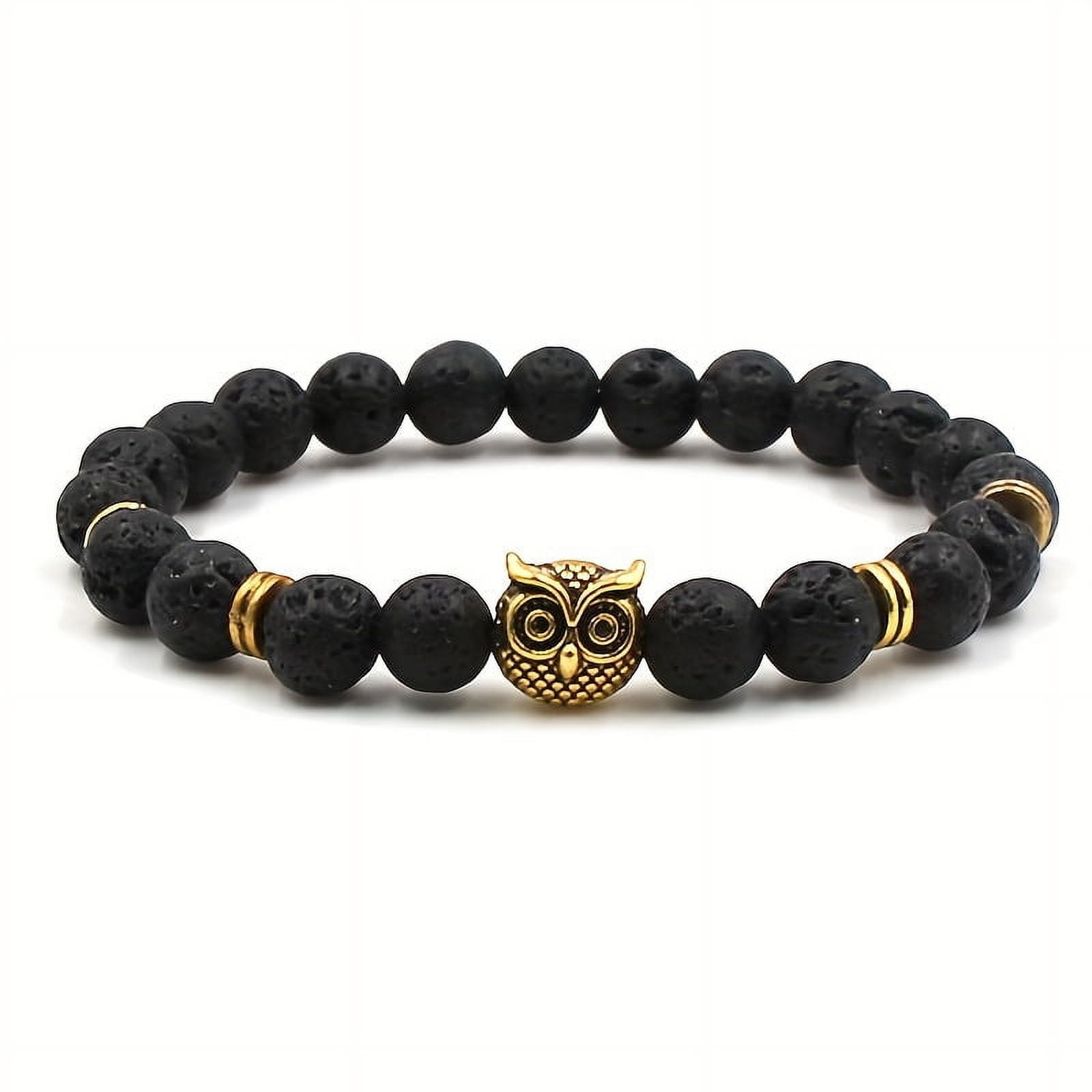 Men's lava stone bracelet with golden head jewelry -fashion alloy ...