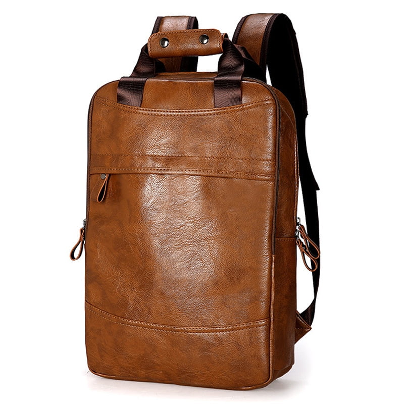 Men's leather business simple Backpack,Black - Walmart.com