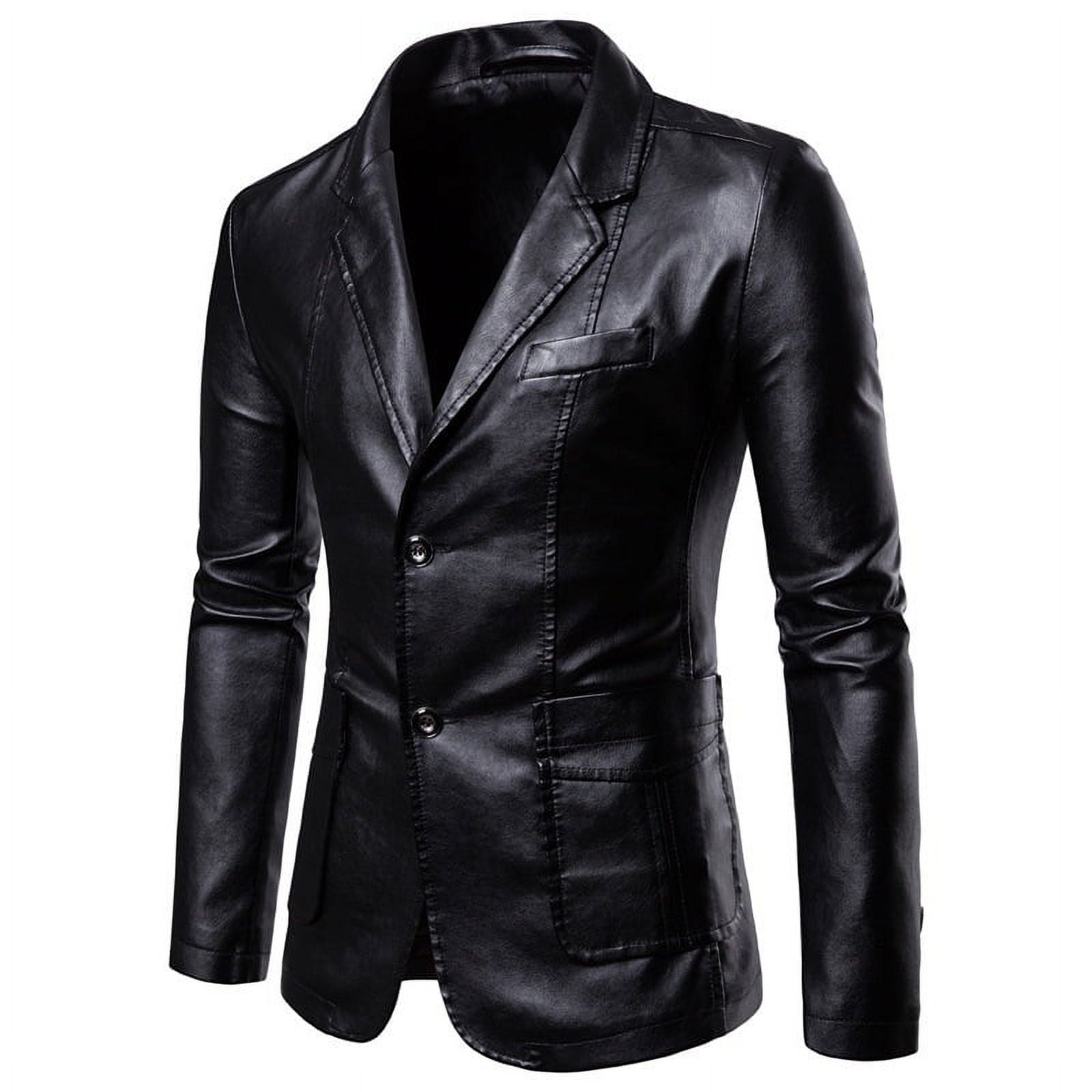 Men‘s leather suit warm washed leather jacket jacket solid color ...