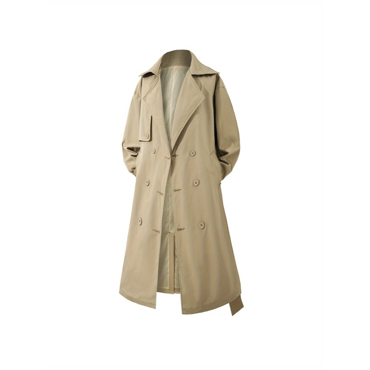 Men's mid-length double-breasted trench coat, spring and autumn daily ...