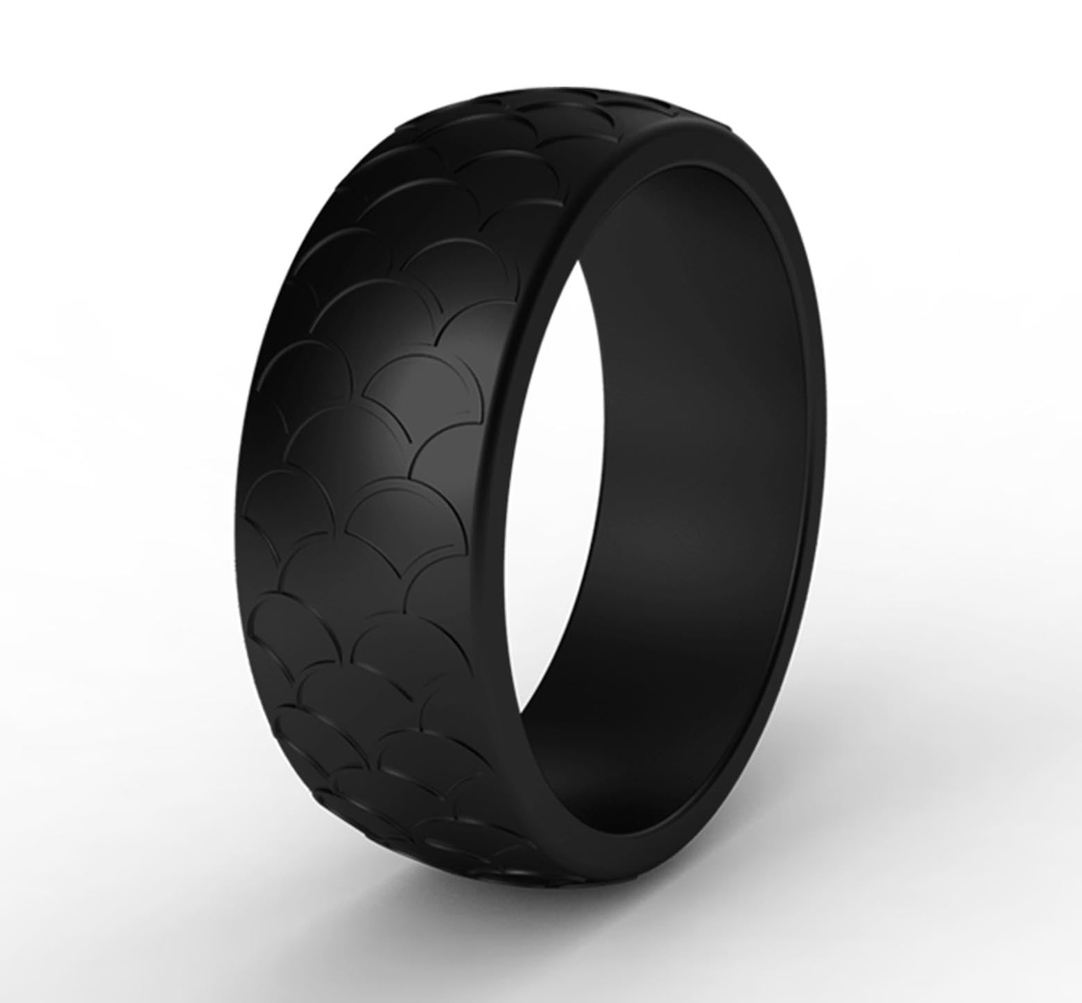Men's ring fish scale silicone ring Men's outdoor sports silicone ring ...