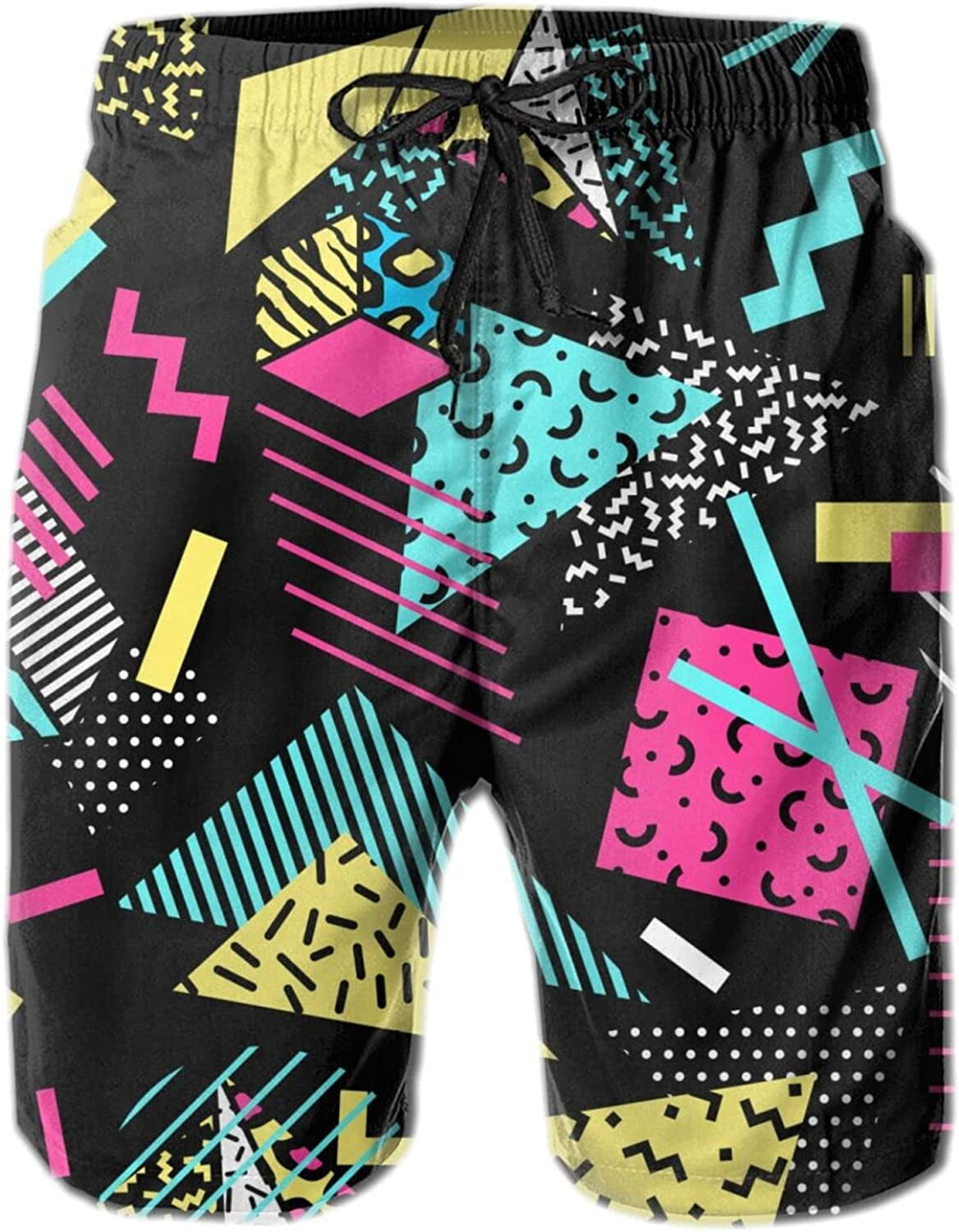 Men's s 90s Retro Neon Flourescent Style Men's Swim Trunks Beach Board ...