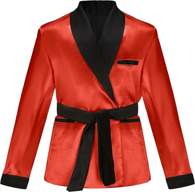 Men's satin smoking jacket robe with all lining for home wear and ...
