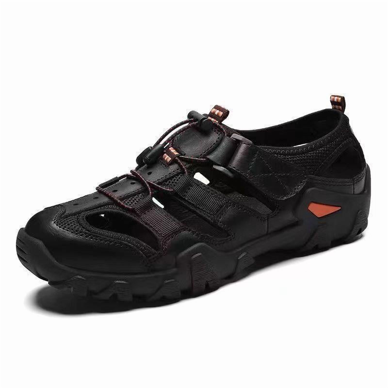 Men's shoes summer men's leather sandals hollow breathable hole shoes ...