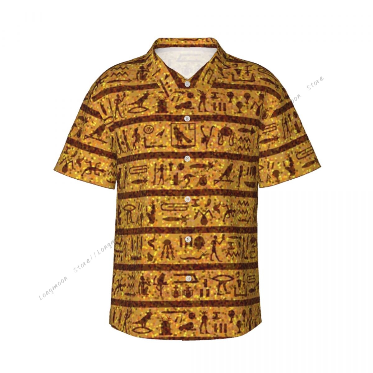 Men's short-sleeved Egyptian Pharaoh With Musicians shirt casual beach ...
