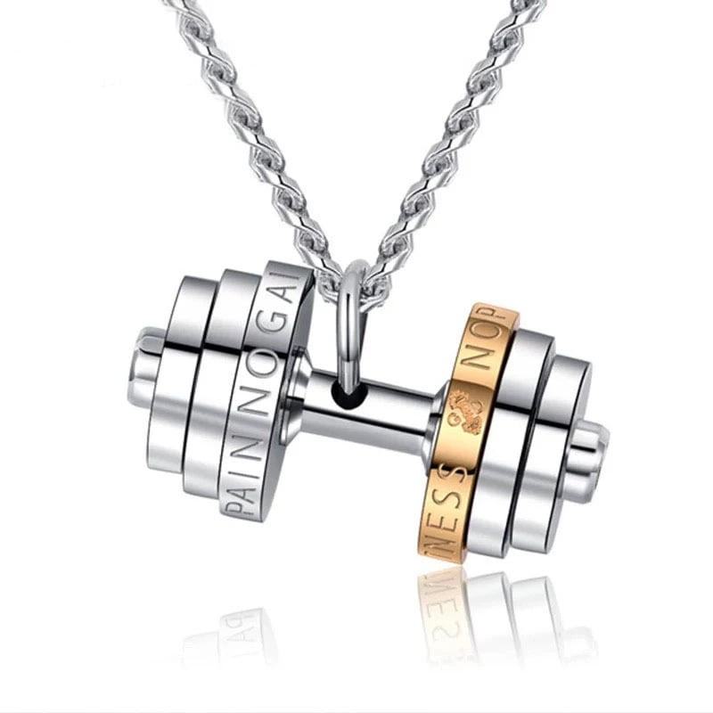 Men’s stylish dumbbell pendant necklace with optional custom engraving ...