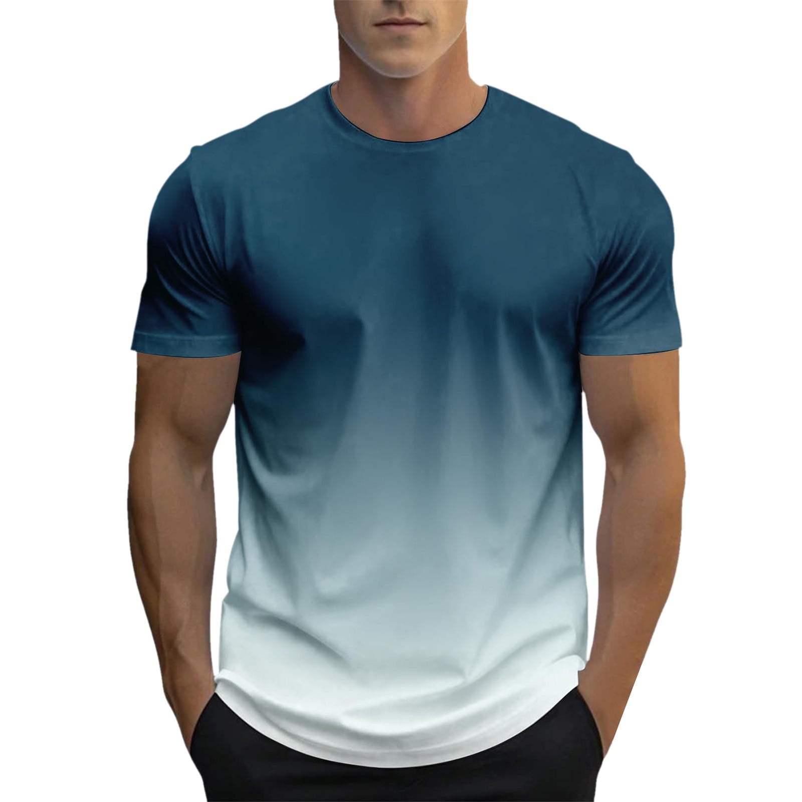 Men'sGraphic Tees Thin Gradient Color Tshirt Crew Neck Short Sleeve ...
