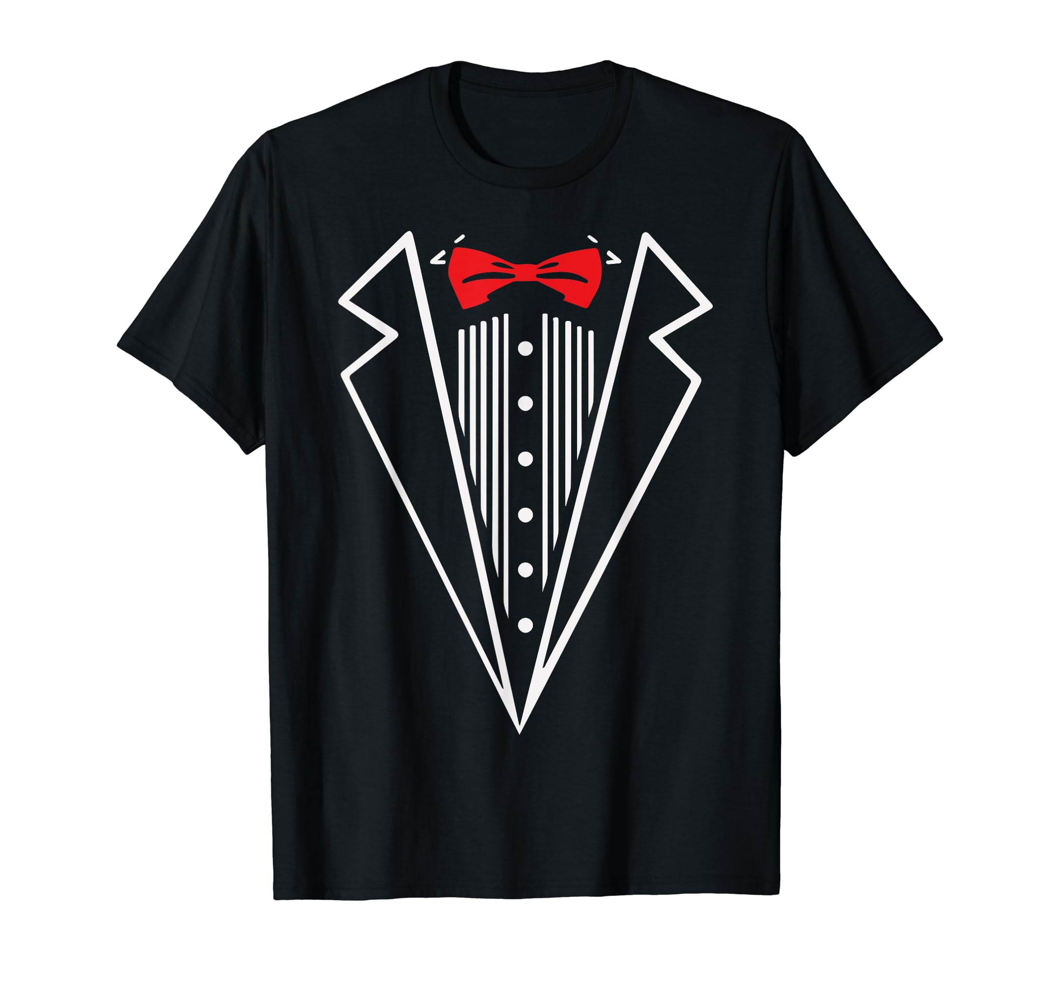 Men'sTuxedo with Red Bow Tie Black Suit Funny Black T-Shirt - Walmart.com