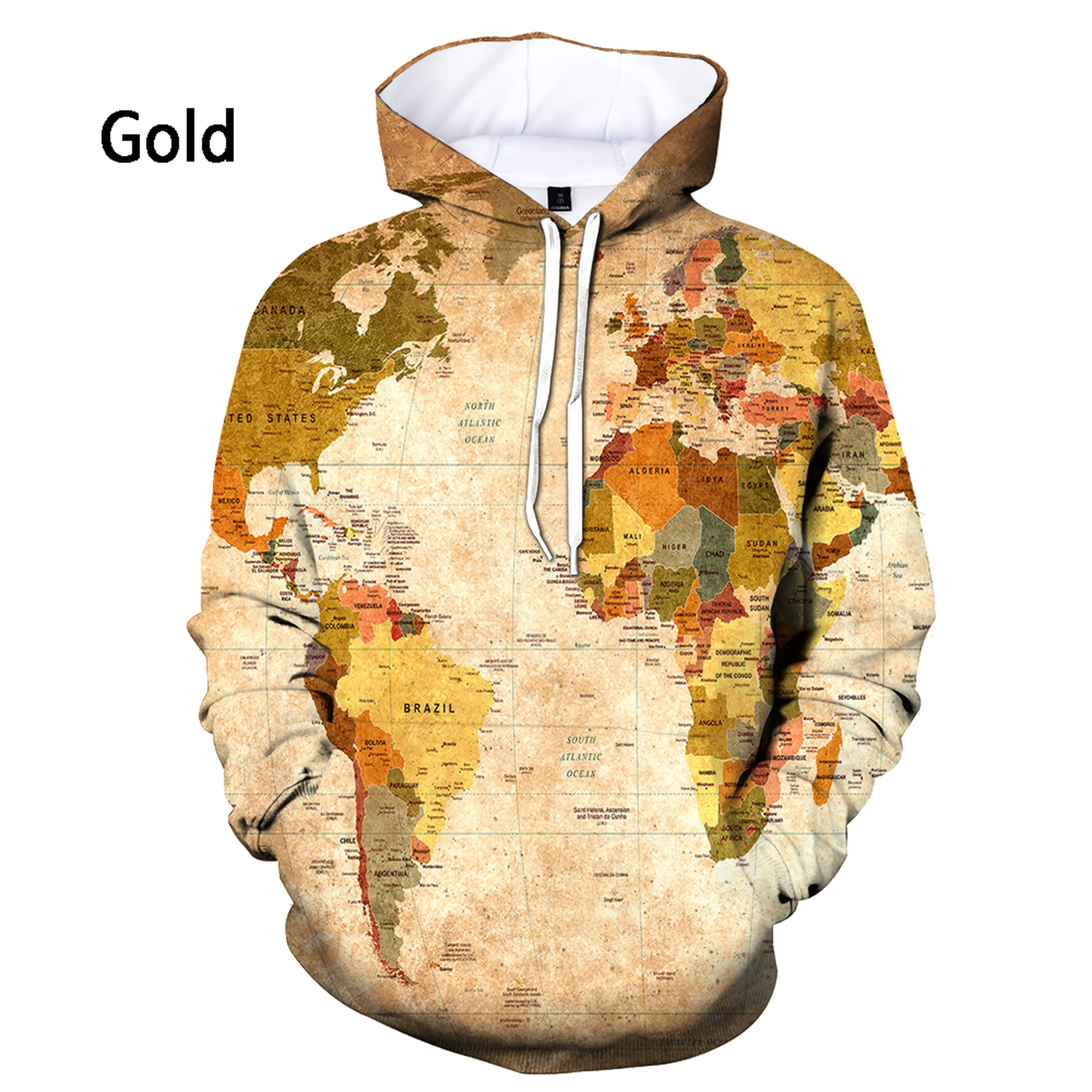 Men/women Fashion World Map 3d Printed Hoodie Funny Pullover Casual ...