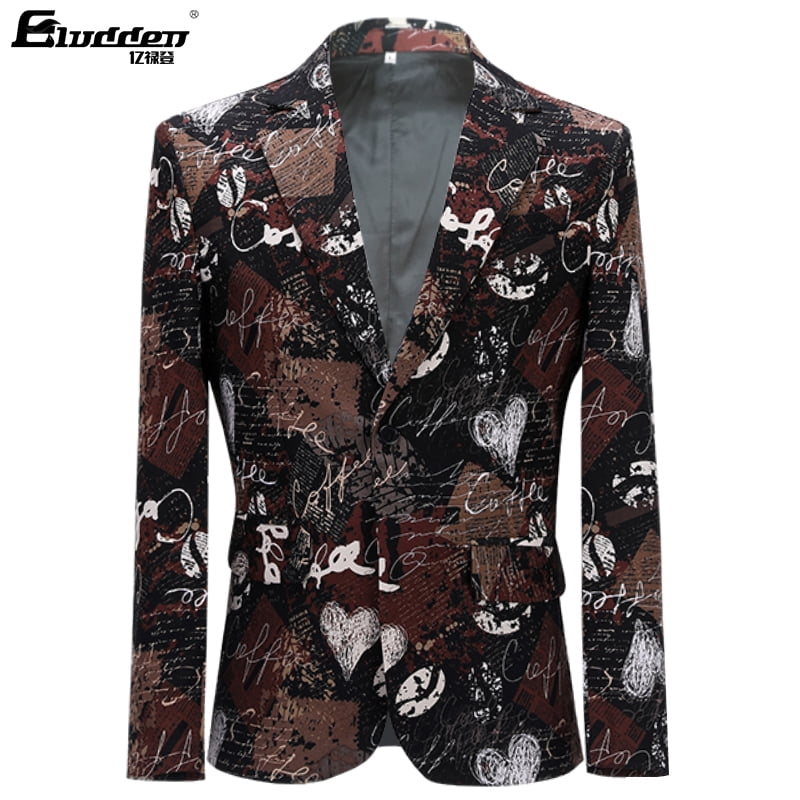 MenRetro Vintage Newspaper Print Casual Blazer Hombre Men DJ Singer ...