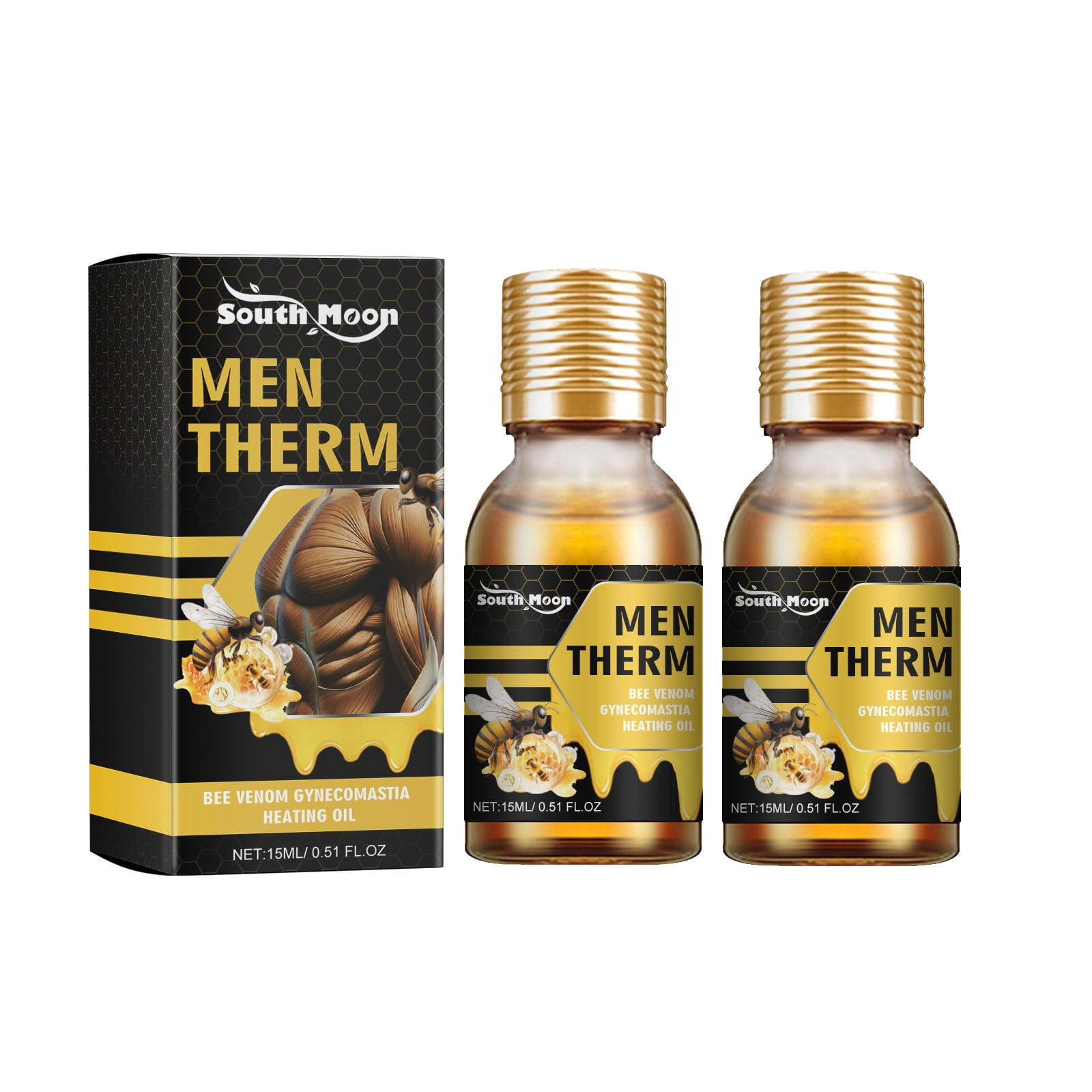 MenTherm Bee Gynecomastia Heating Oil, New Men Bee Oil, Eliminates ...